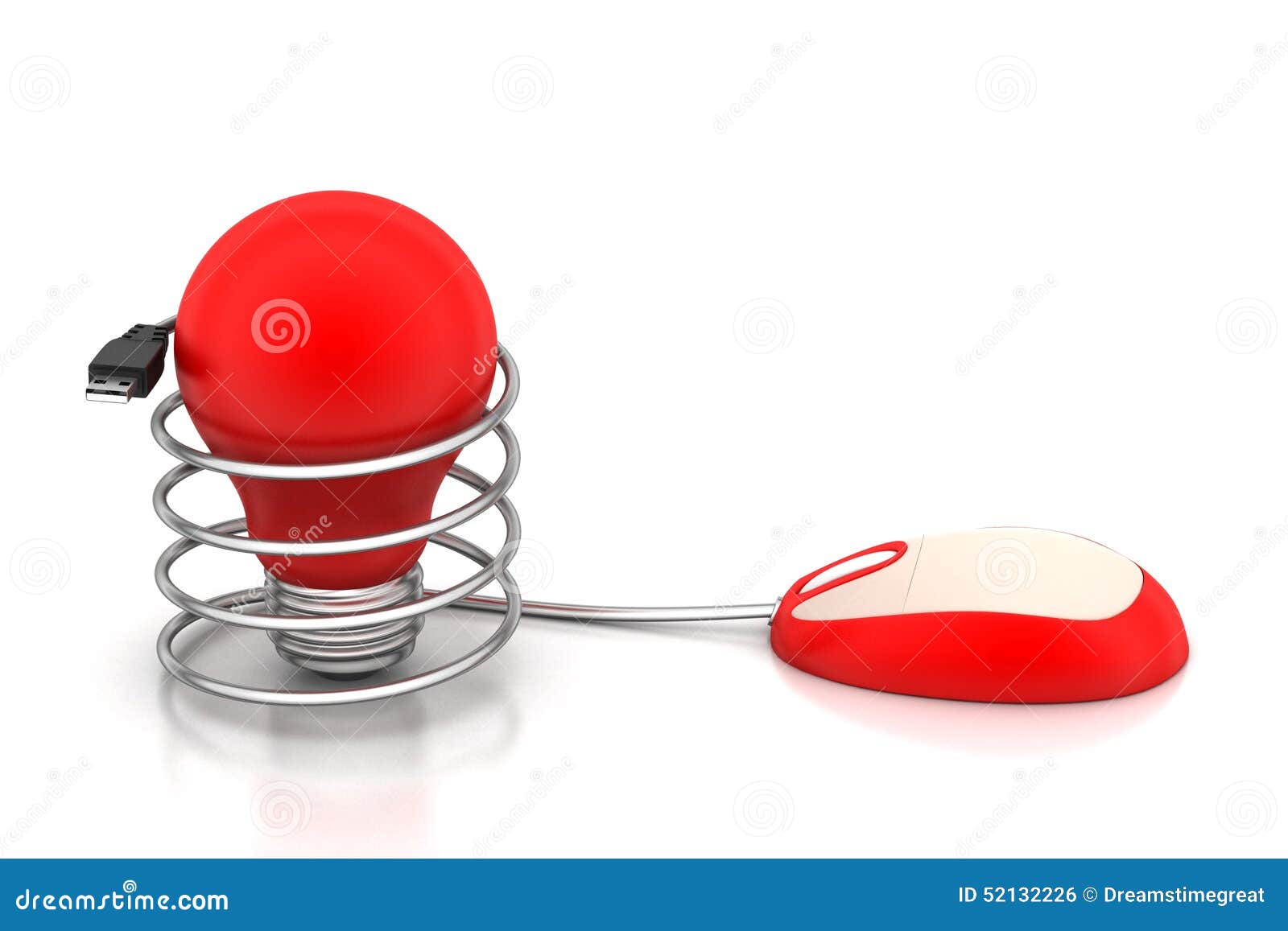 Mouse Connected with Light Bulb Stock Photo - Image of artwork ...
