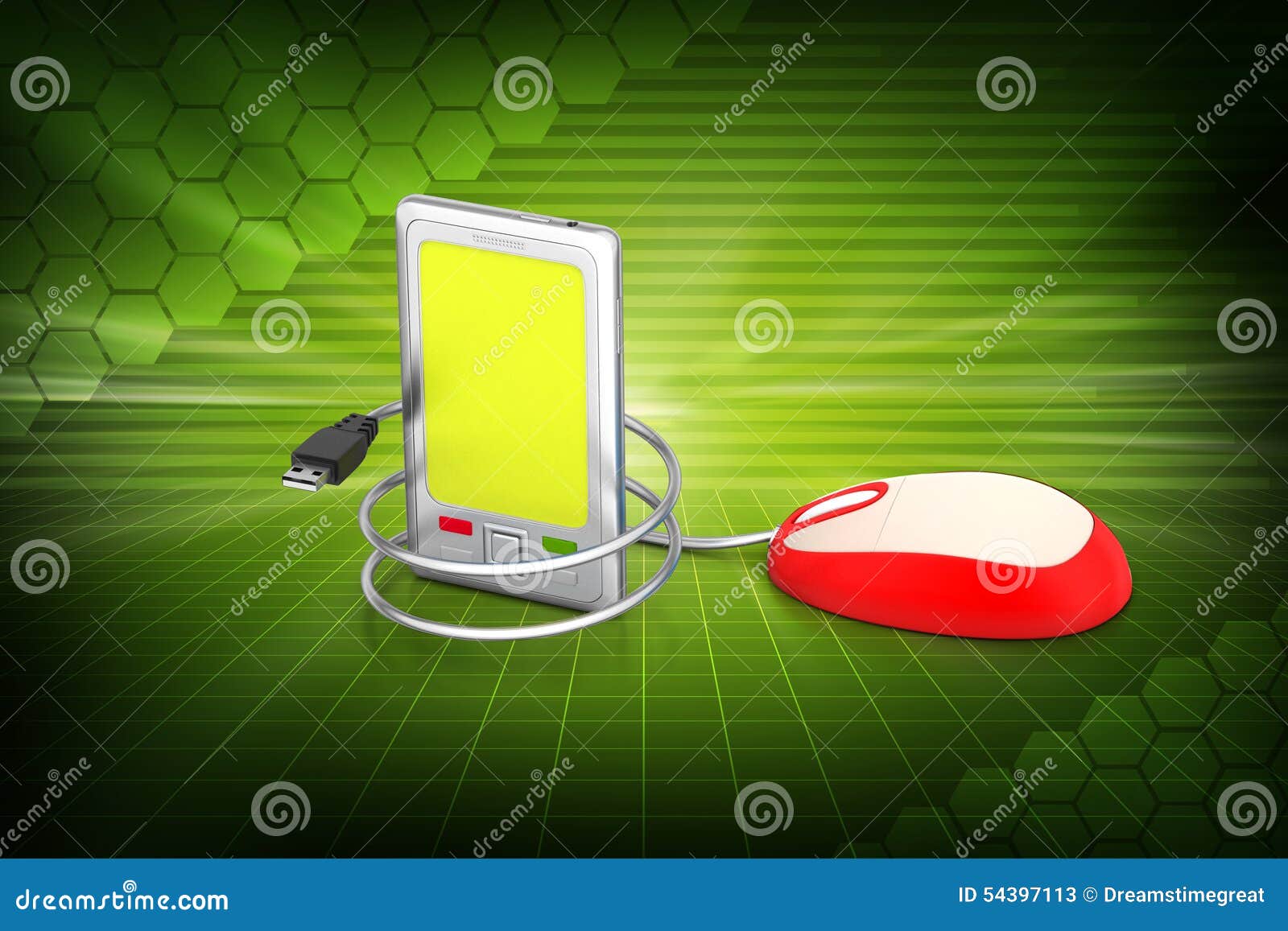 Mouse Connected with Smartphone Stock Illustration - Illustration of ...