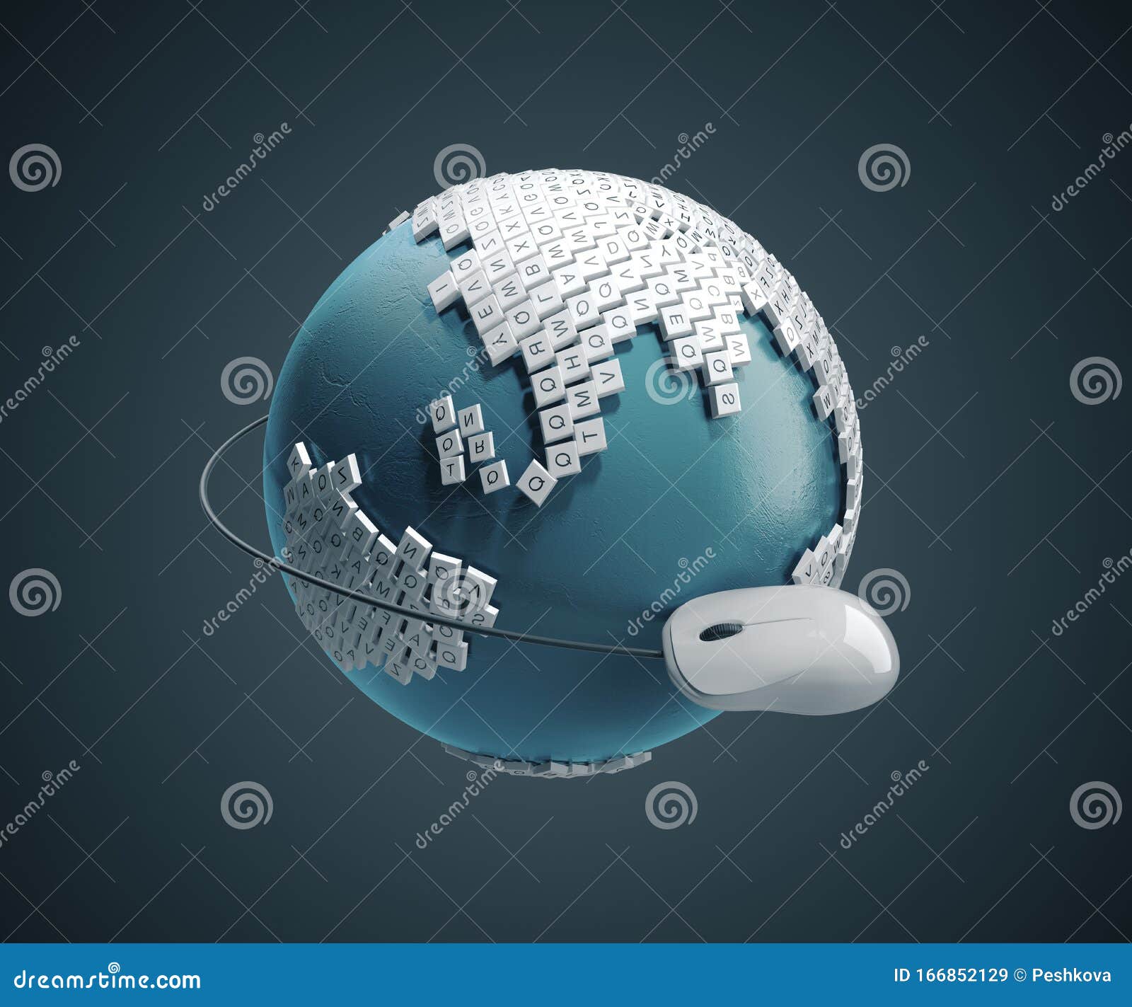 Mouse Connected To Earth Globe Stock Illustration - Illustration of ...