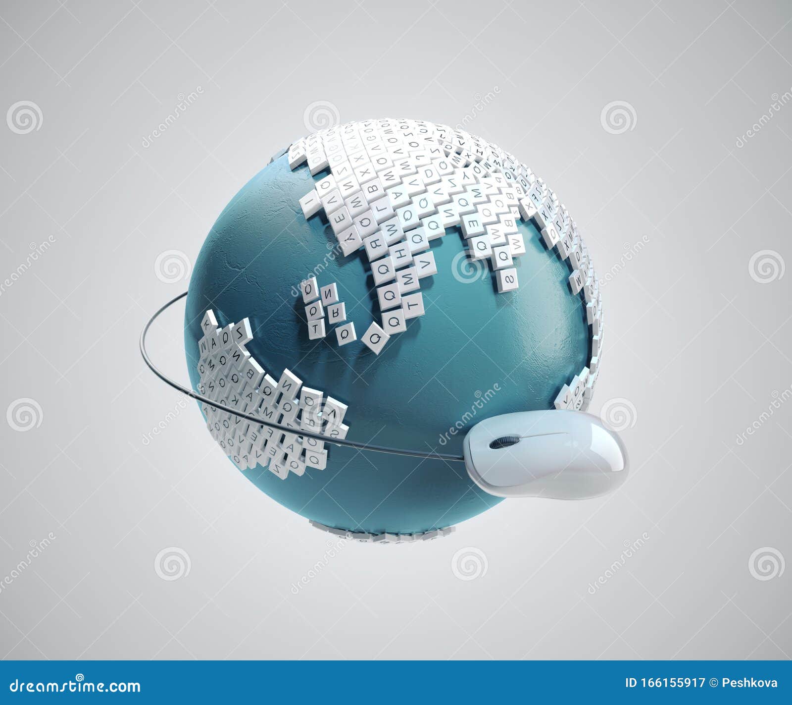 Mouse Connected To Earth Globe with Keyboard Stock Illustration ...