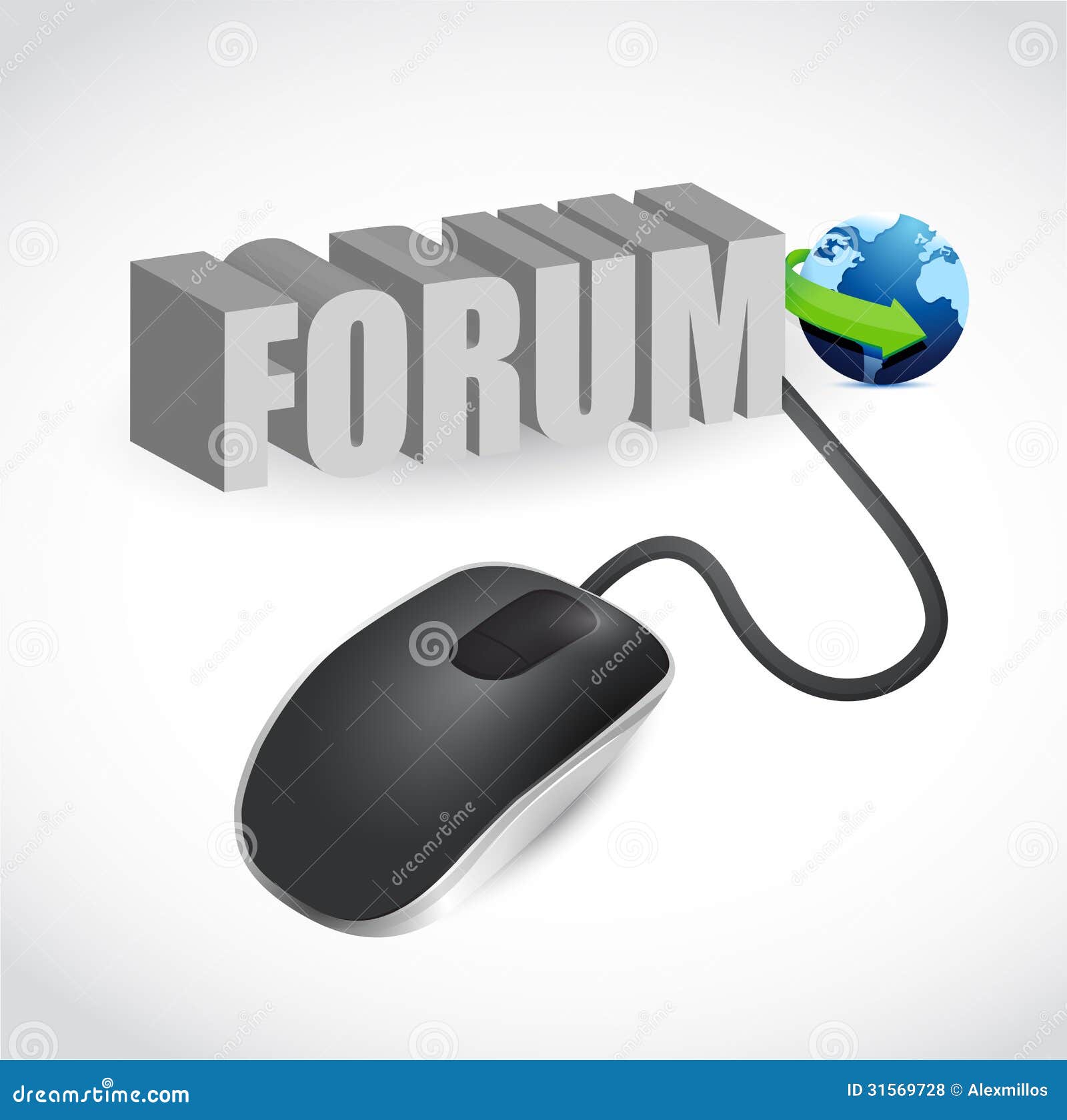 Mouse Connected To the Grey Word Forum Stock Illustration ...