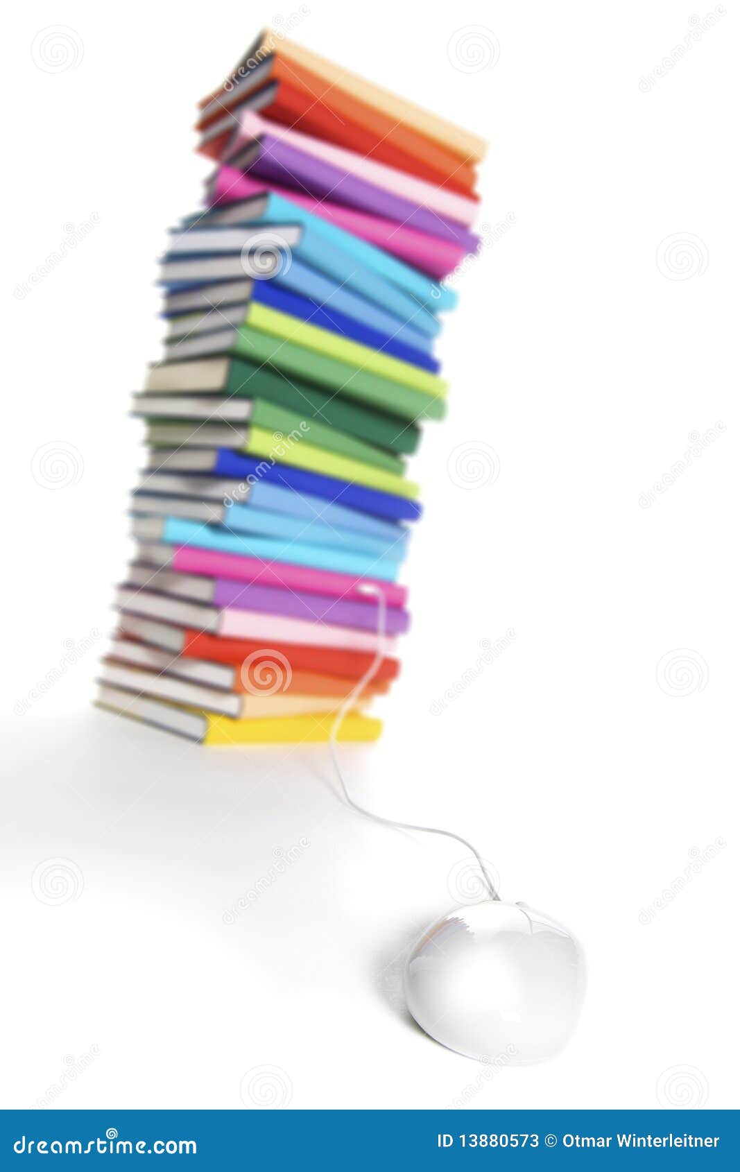 Mouse Connected To Multi-colored Book Stack Stock Image - Image of ...
