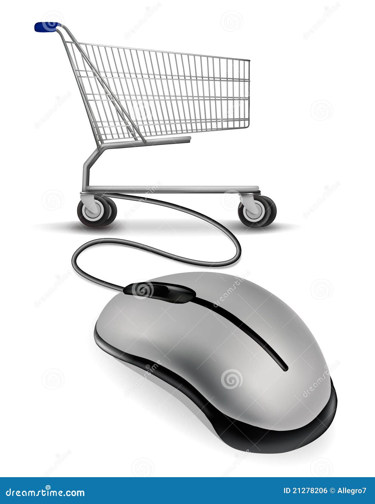 A Mouse Connected To a Shopping Cart Stock Vector - Illustration of ...