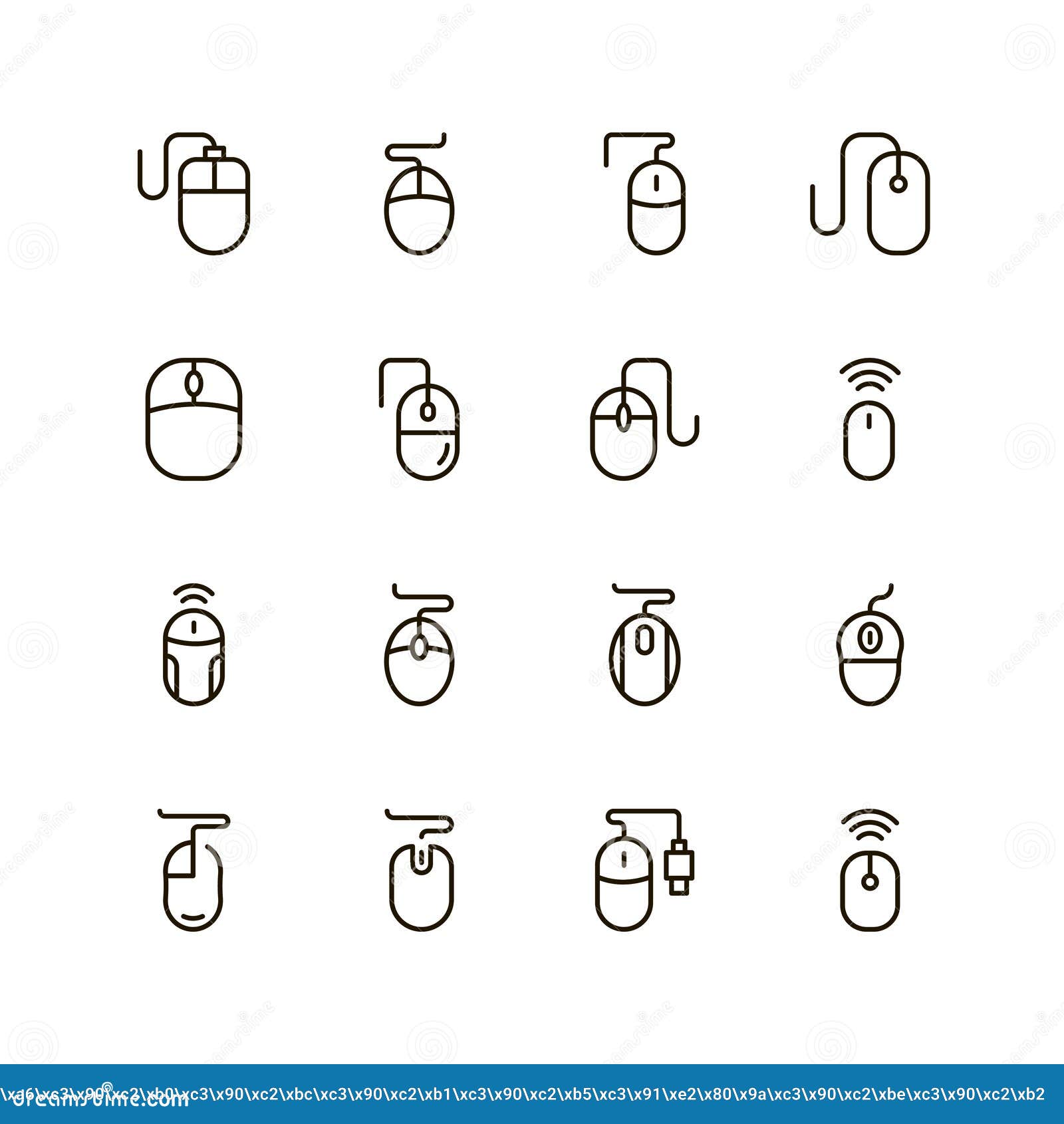 Mouse console icon set. stock illustration. Illustration of round ...