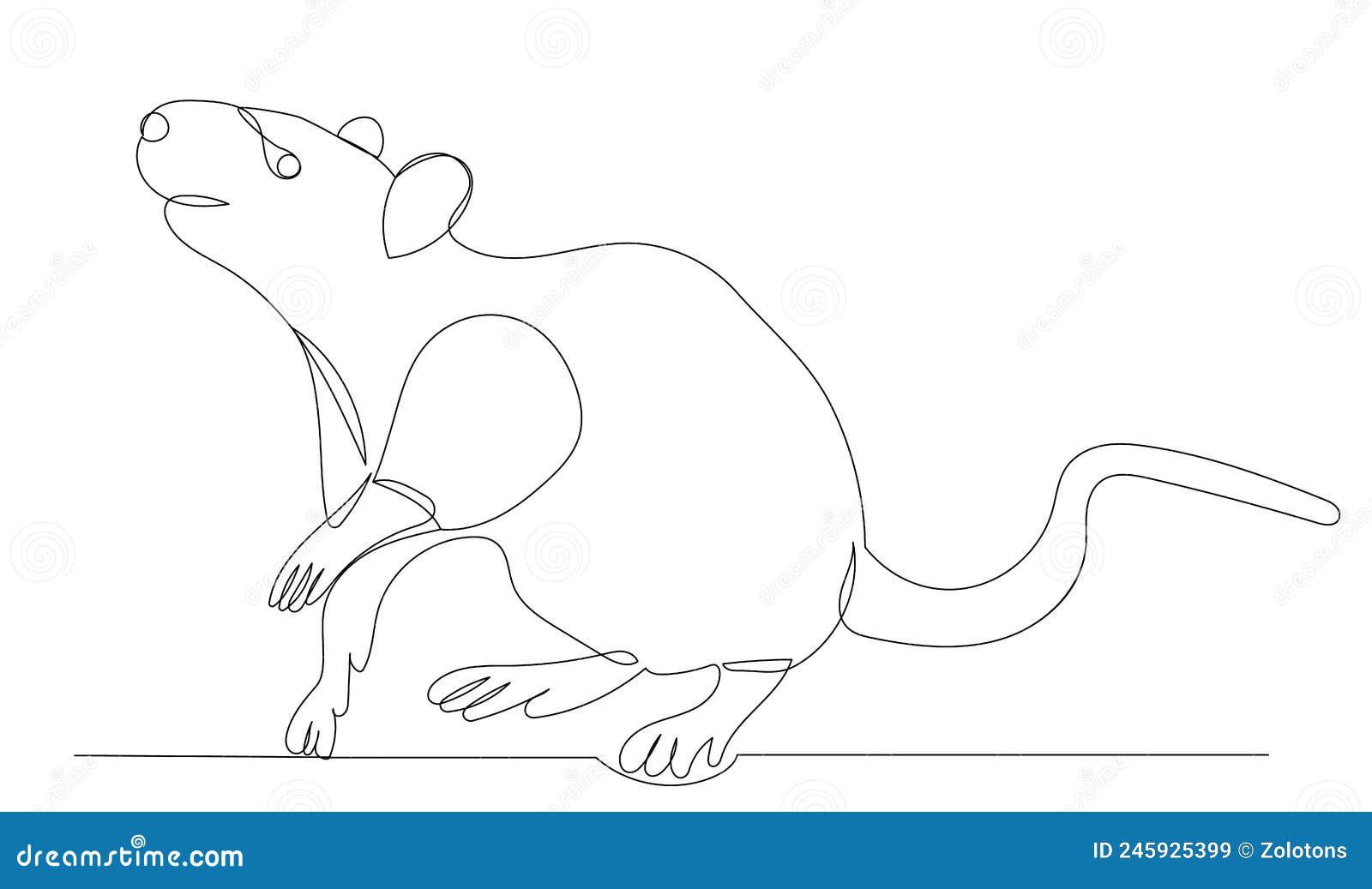 Rat Mouse Continuous One Line Drawing Vector Illustration ...