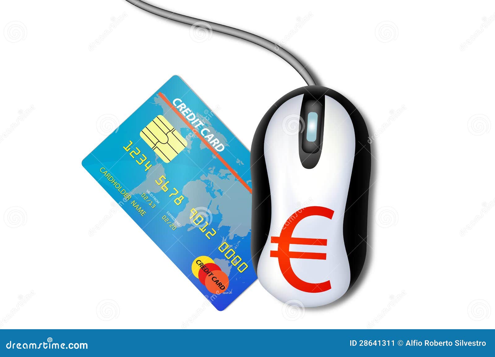 Mouse with a credit card stock illustration. Illustration of commerce ...