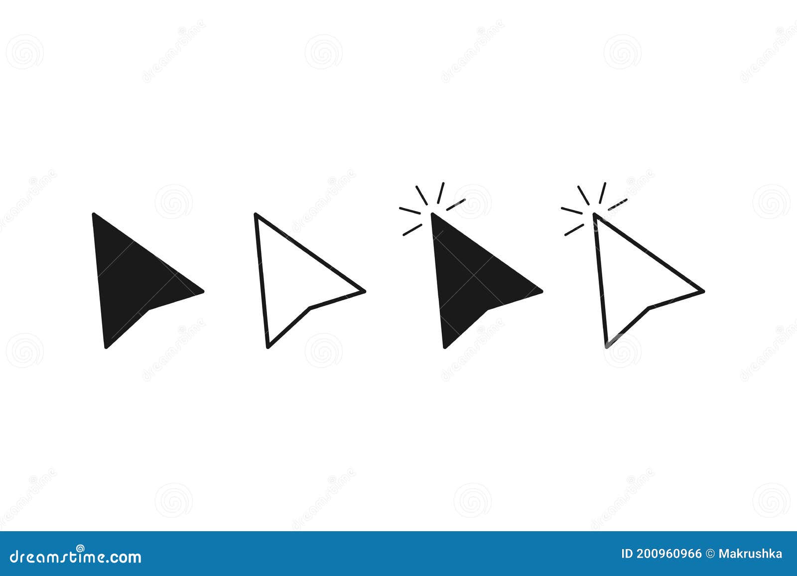 Mouse Cursor Arrow. Computer Pointer Icon in Black and White. Isolated ...