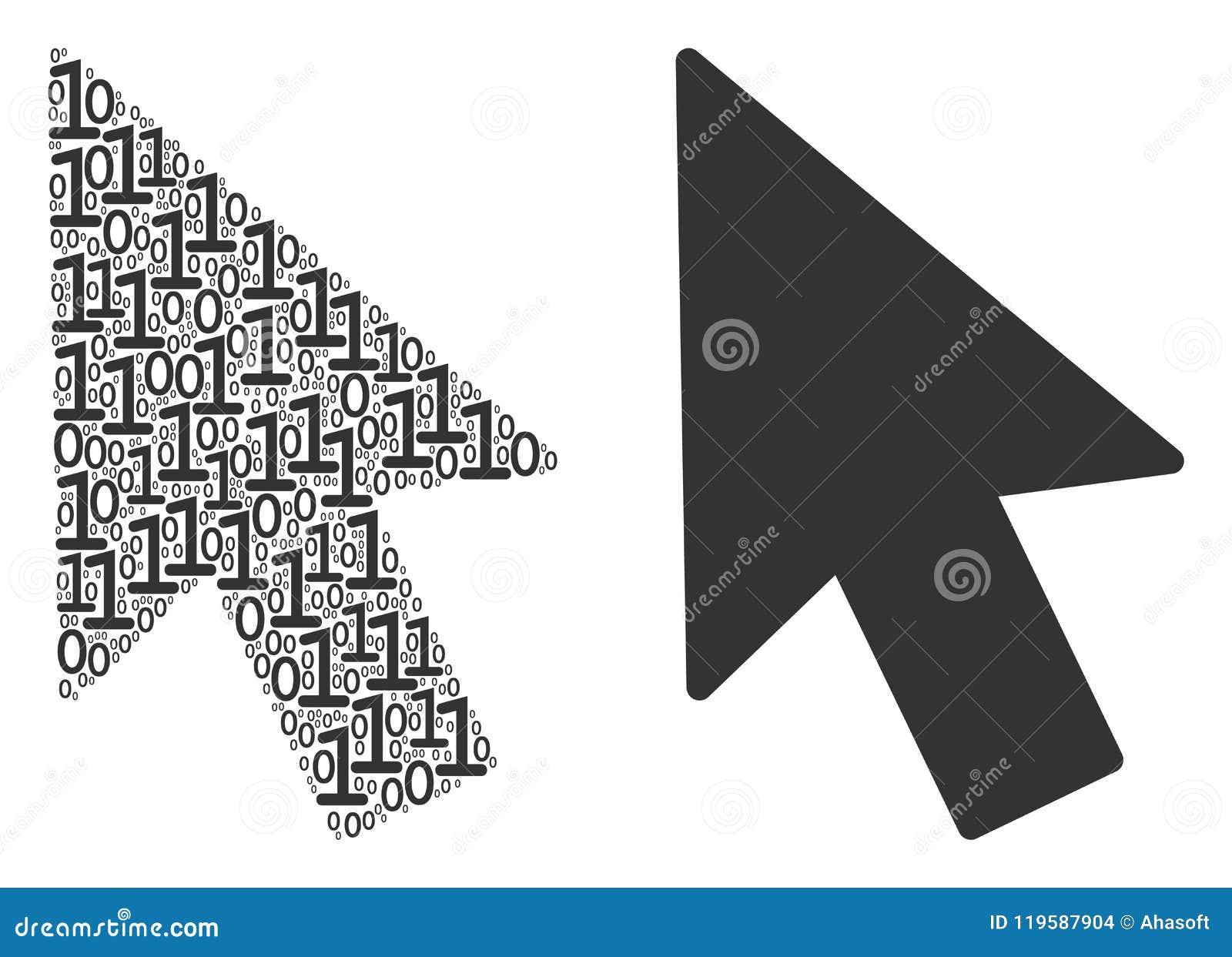 Mouse Cursor Mosaic of Binary Digits Stock Vector - Illustration of ...