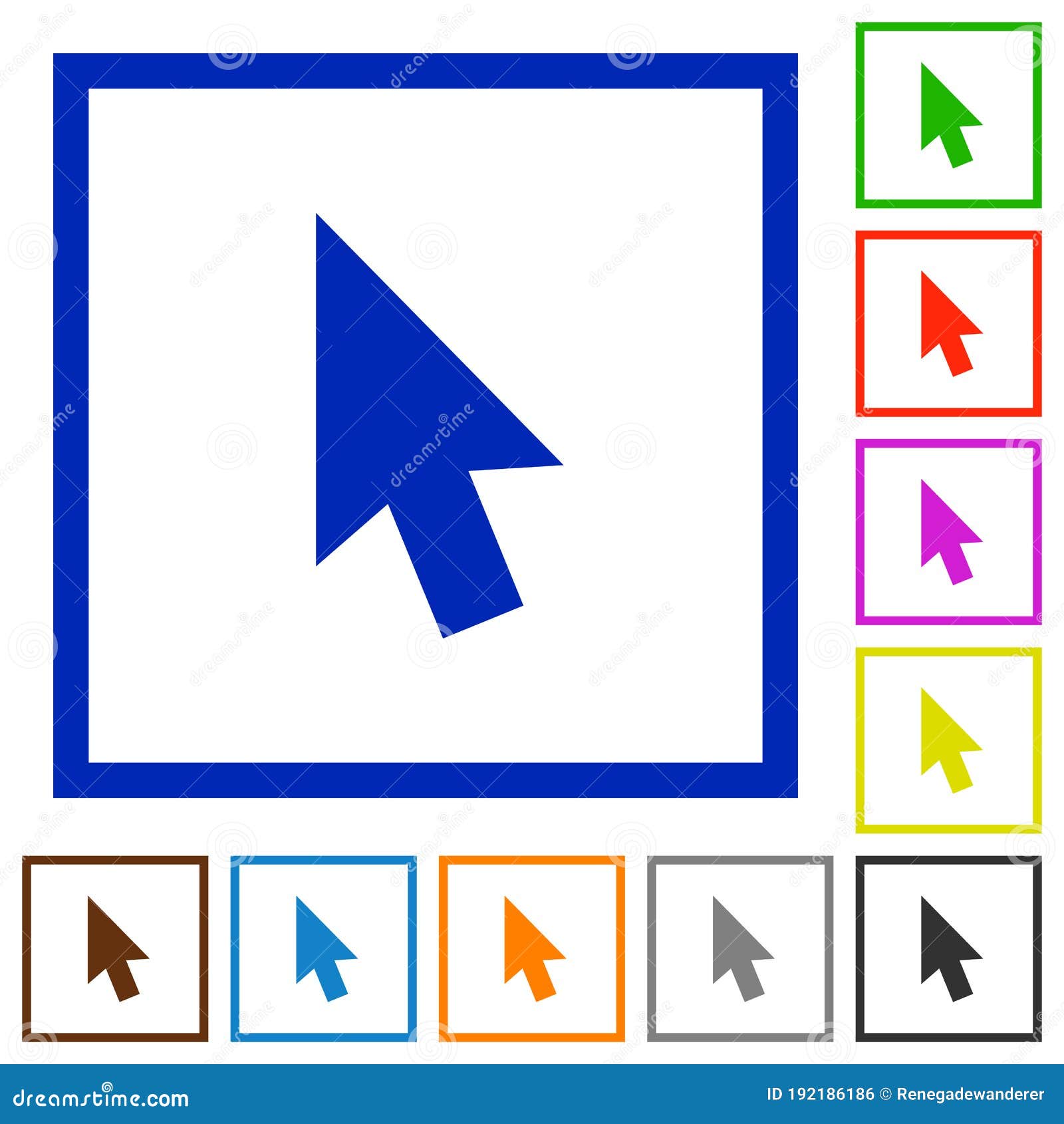 Mouse Cursor Flat Framed Icons Stock Vector - Illustration of cursor ...