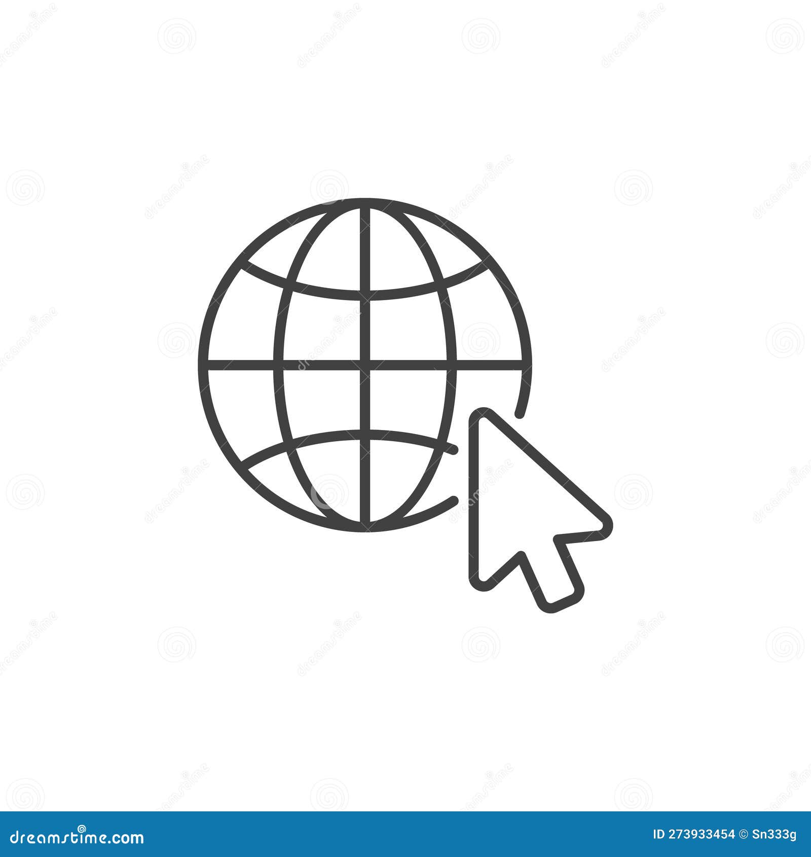 Mouse Cursor on Globe Vector Concept Line Icon or Symbol Stock ...