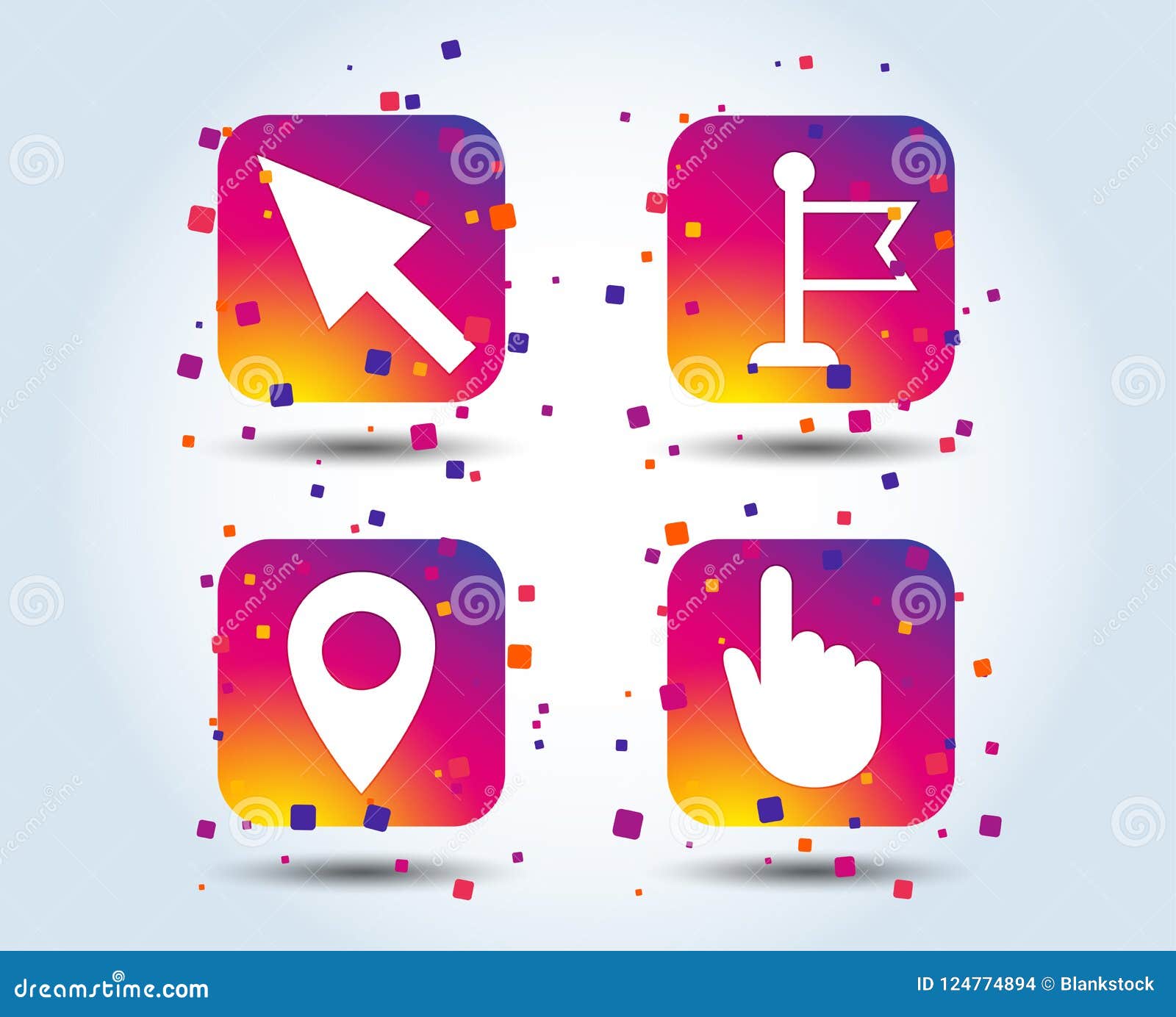 Mouse Cursor Icon. Hand or Flag Pointer Symbols Stock Vector ...