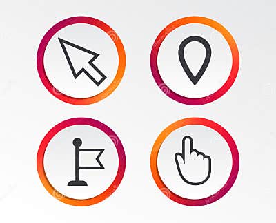 Mouse Cursor Icon. Hand or Flag Pointer Symbols Stock Vector ...