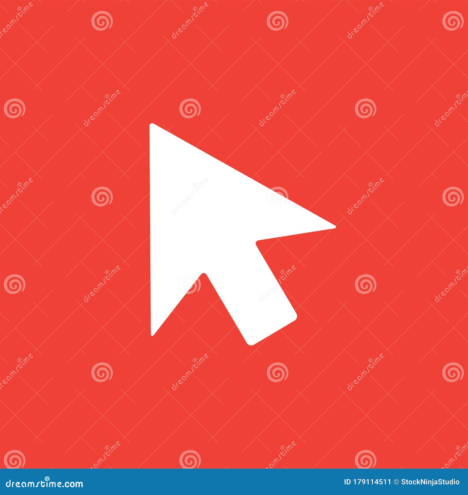 Mouse Cursor Icon on Red Background. Red Flat Style Vector Illustration ...
