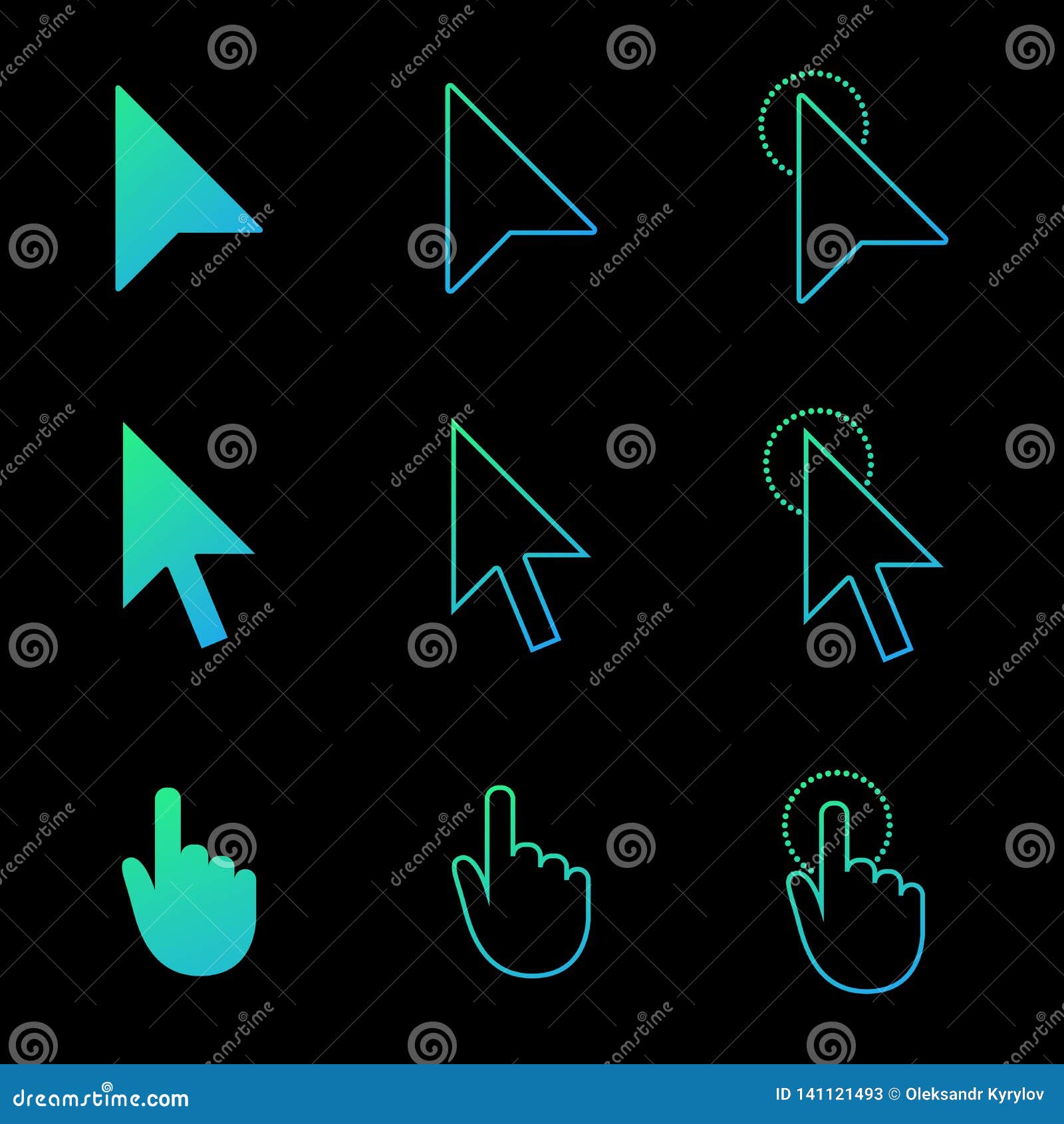 Mouse Cursor Icon Set , Arrow and Hand in Modern Gradient Style. Click ... Mouse Cursor Icon Set , Arrow and Hand in Modern Gradient Style. Click ...
