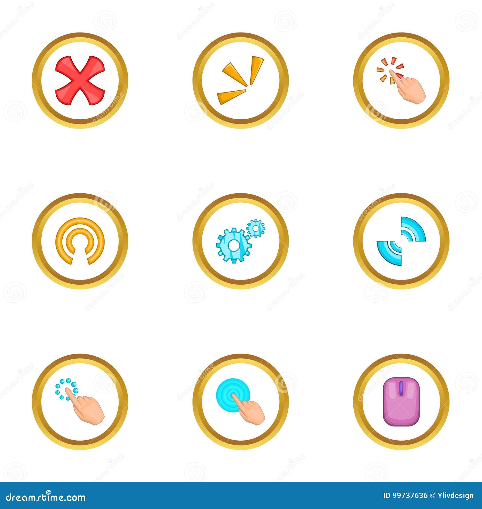 Mouse Cursor Icons Set, Cartoon Style Stock Vector - Illustration of ...