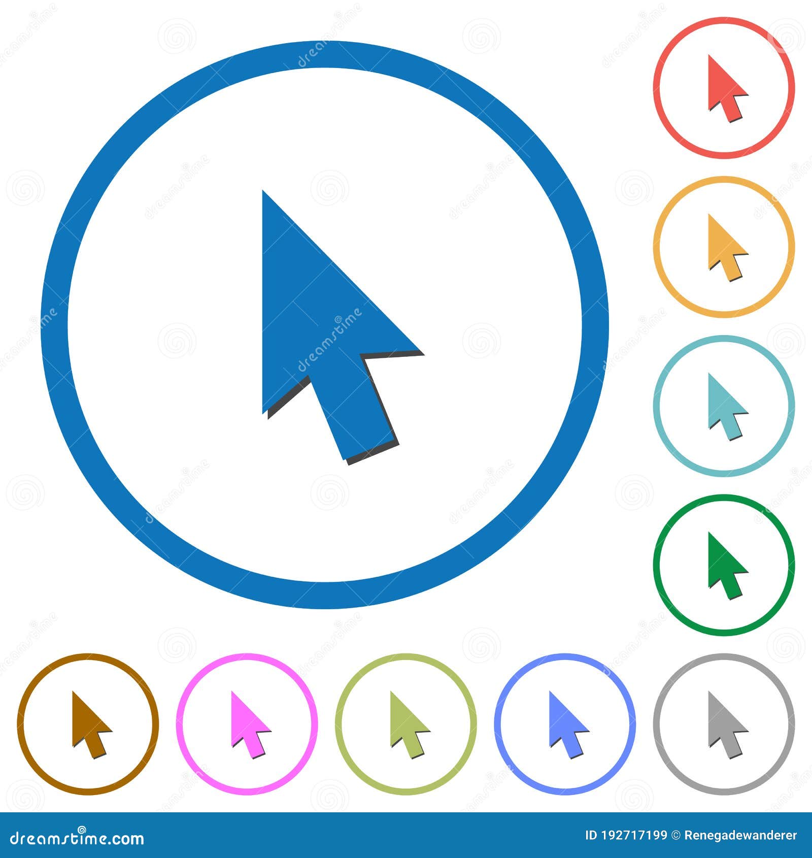 Mouse Cursor Icons With Shadows And Outlines Stock Vector