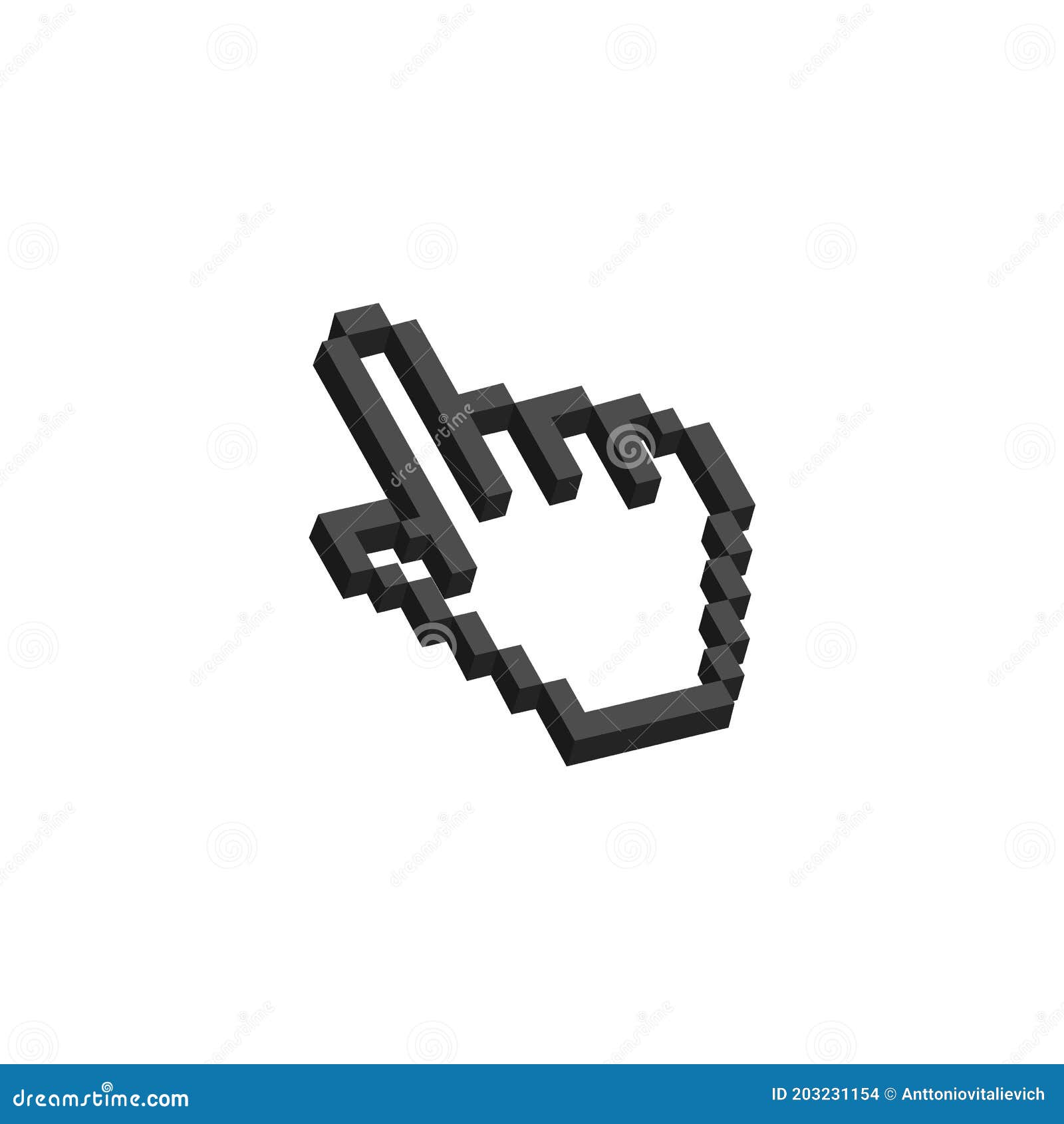 Mouse Cursor in Isometric Style. Pixel Icon. Computer Hand Cursor ...