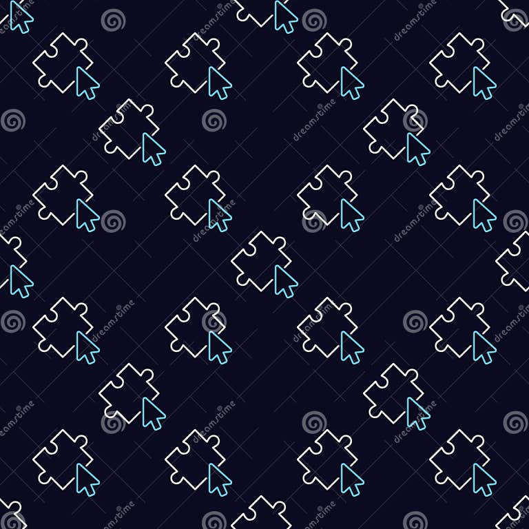 Mouse Cursor on Jigsaw Puzzle Vector Outline Seamless Pattern Stock ...