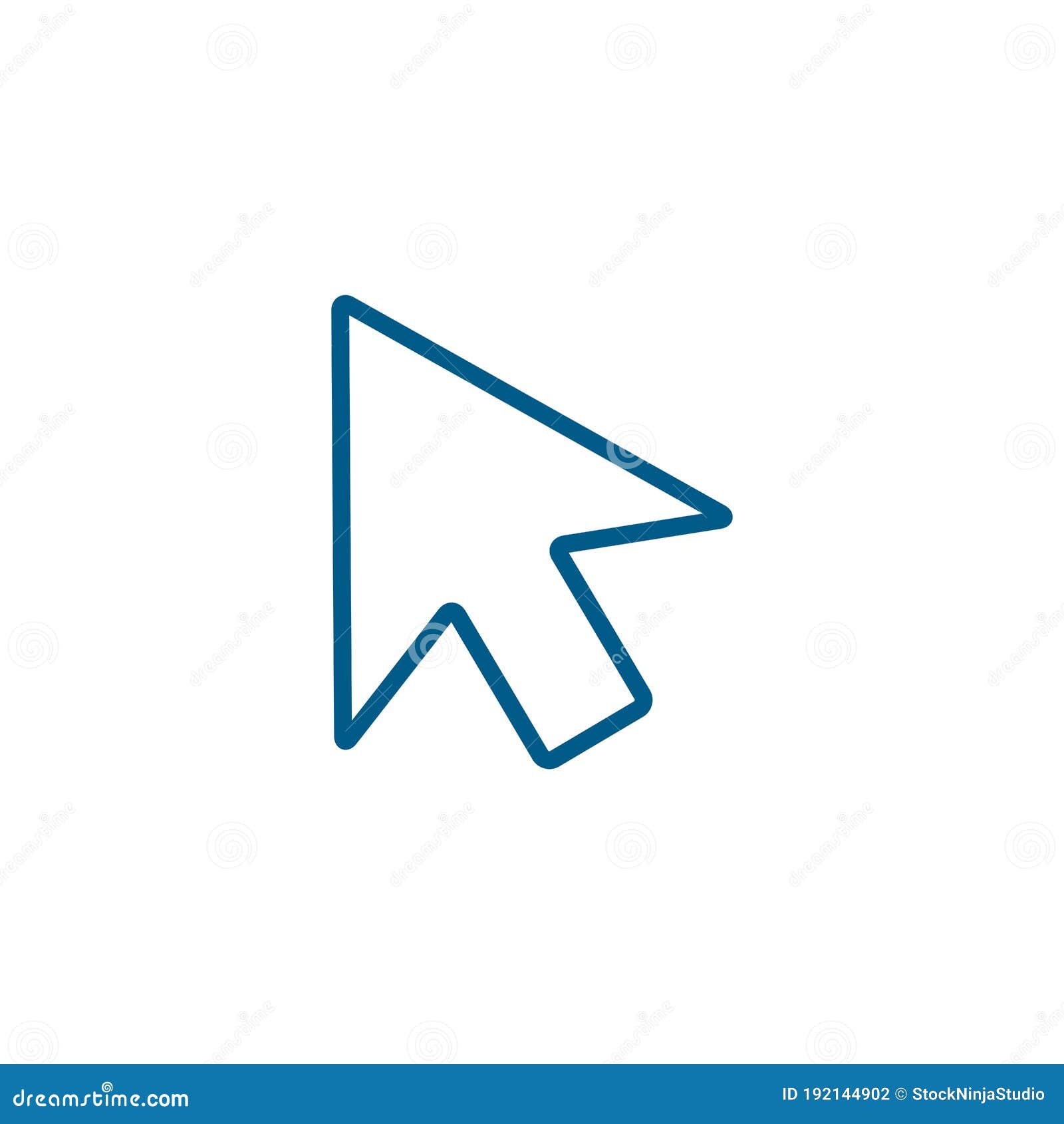 Mouse Cursor Line Blue Icon on White Background. Blue Flat Style Vector ...