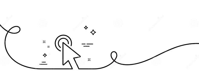 Mouse Cursor Line Icon Click Action Sign Continuous Line With Curl Vector Stock Vector
