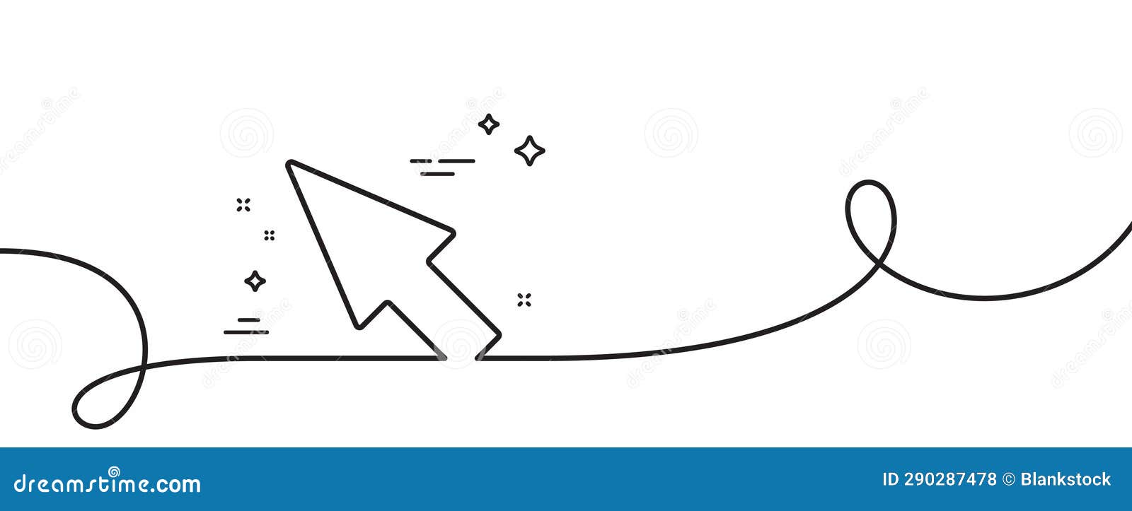 Mouse Cursor Line Icon Pointer Sign Continuous Line With Curl Vector