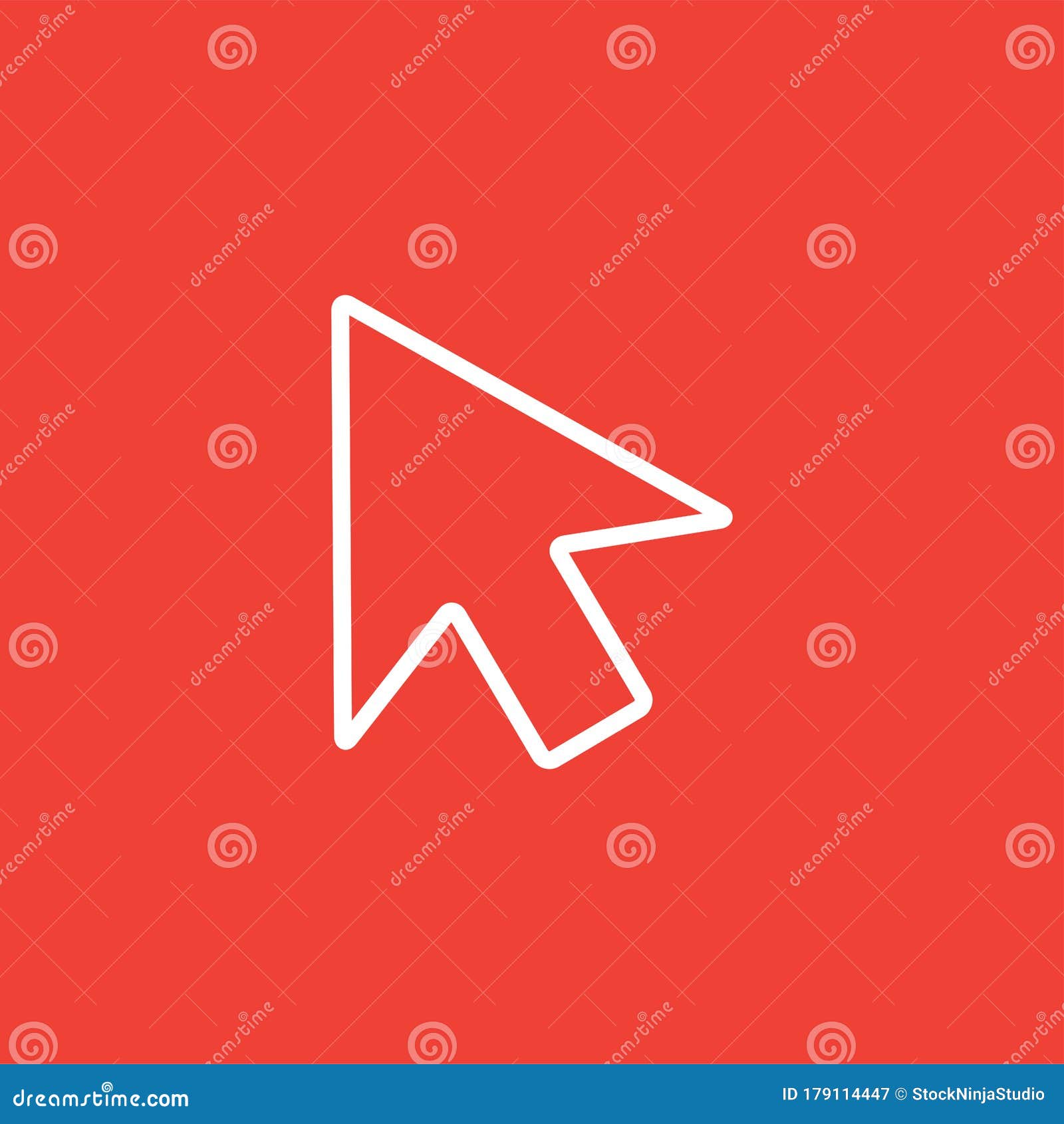 Mouse Cursor Line Icon on Red Background. Red Flat Style Vector ...