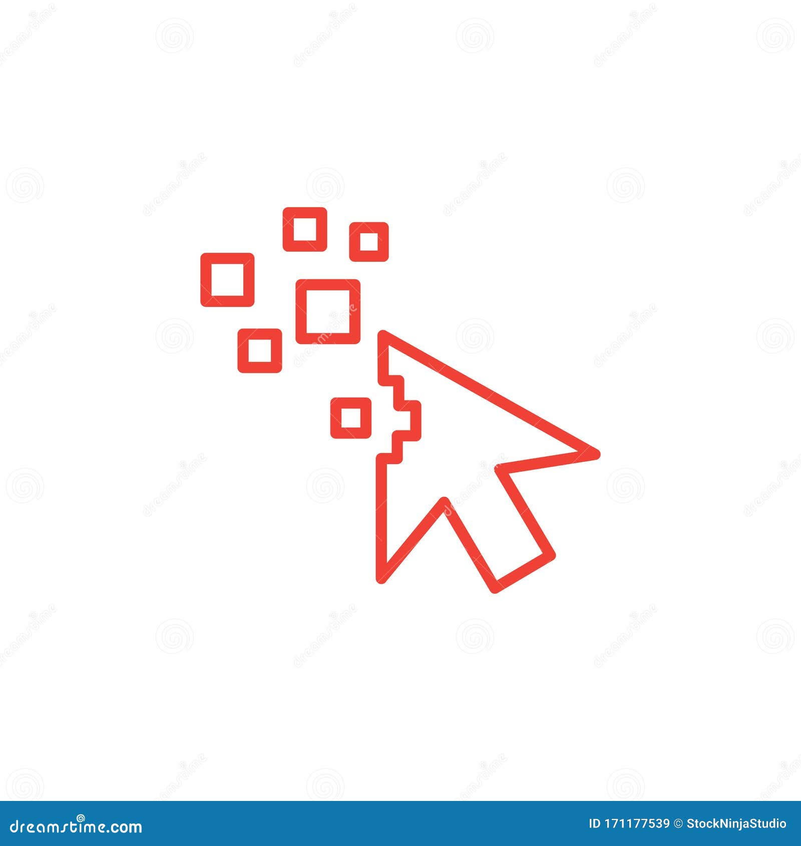 Mouse Cursor Line Red Icon on White Background. Red Flat Style Vector ...