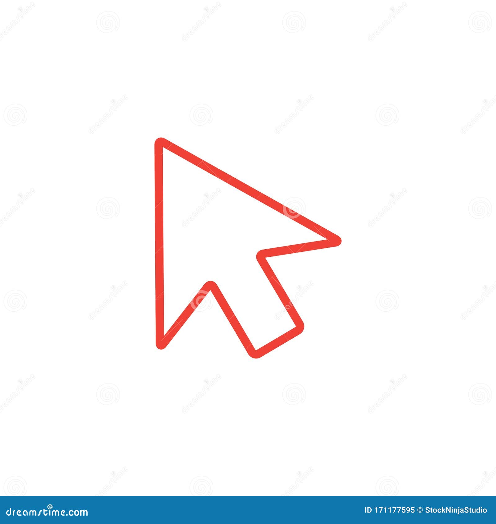 Mouse Cursor Line Red Icon on White Background. Red Flat Style Vector ...