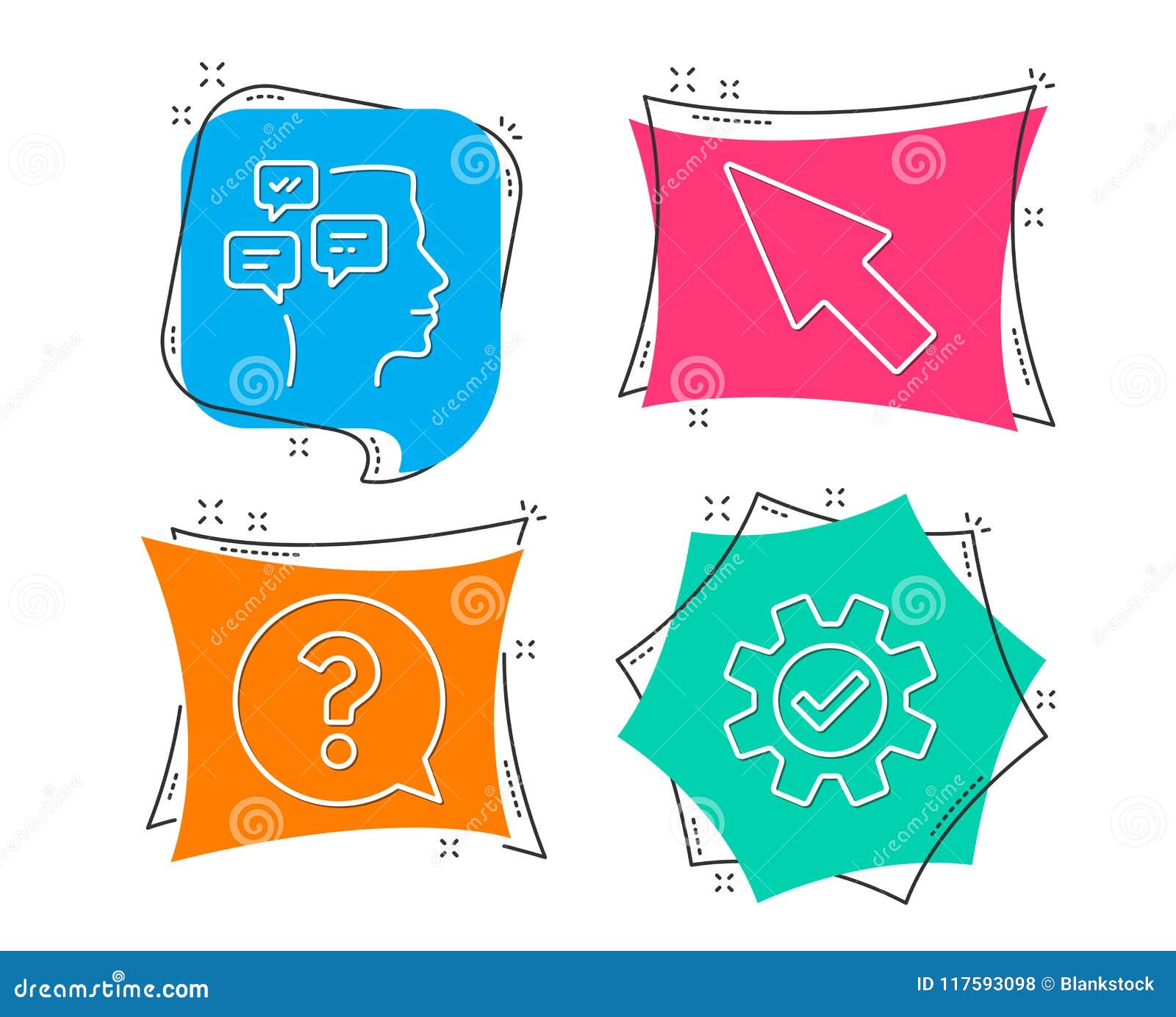 Mouse Cursor, Question Mark and Messages Icons. Service Sign. Click ...