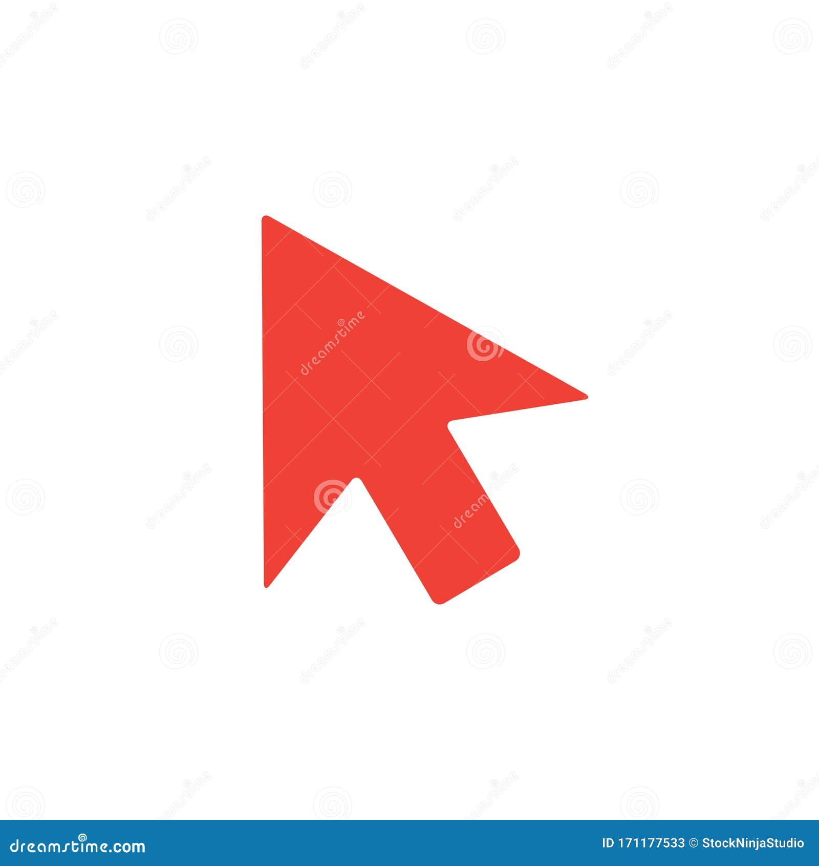 Mouse Cursor Red Icon on White Background. Red Flat Style Vector ...