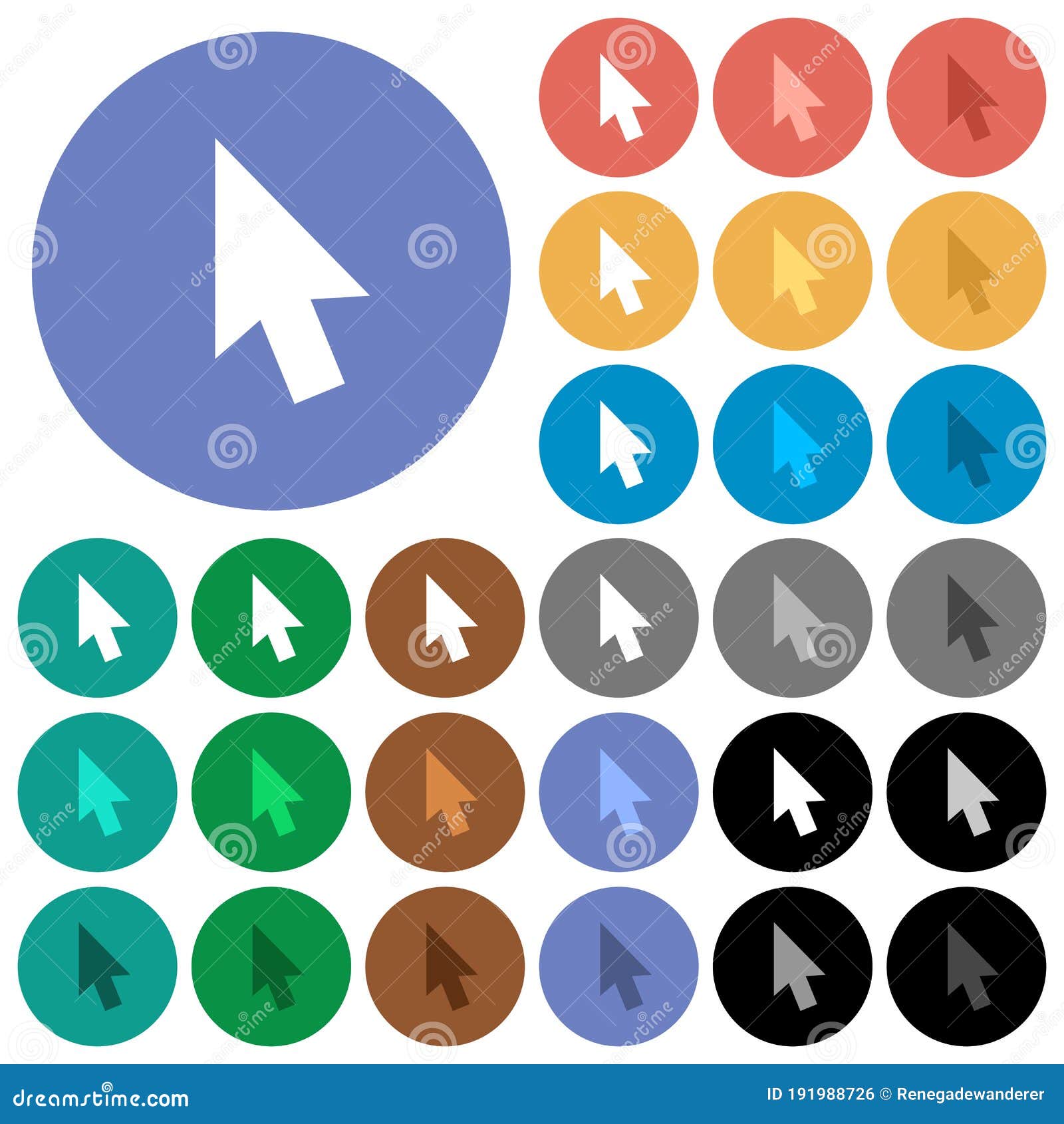Mouse Cursor Round Flat Multi Colored Icons Stock Vector - Illustration ...