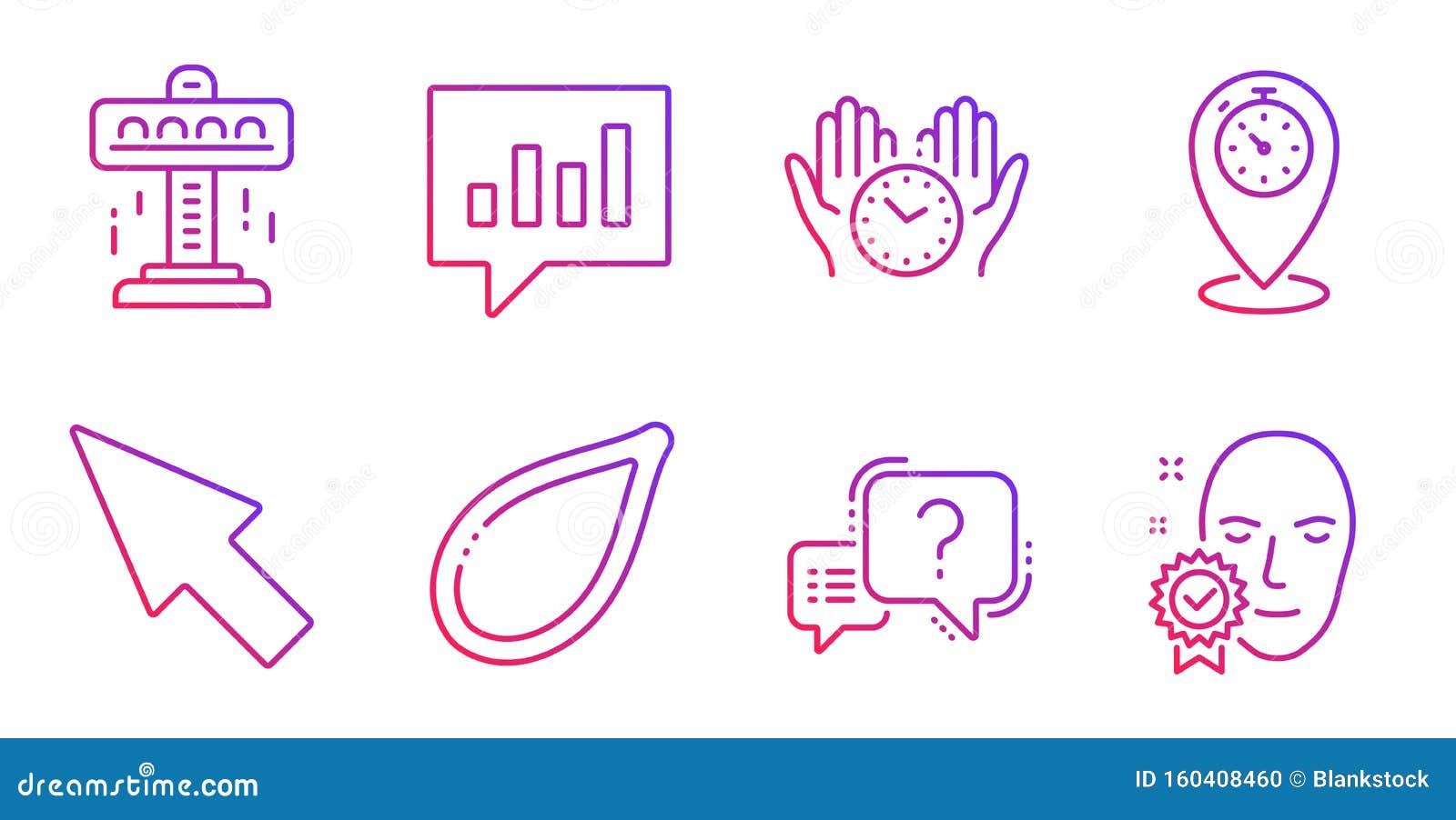 Mouse Cursor, Safe Time and Analytical Chat Icons Set. Question Mark ...