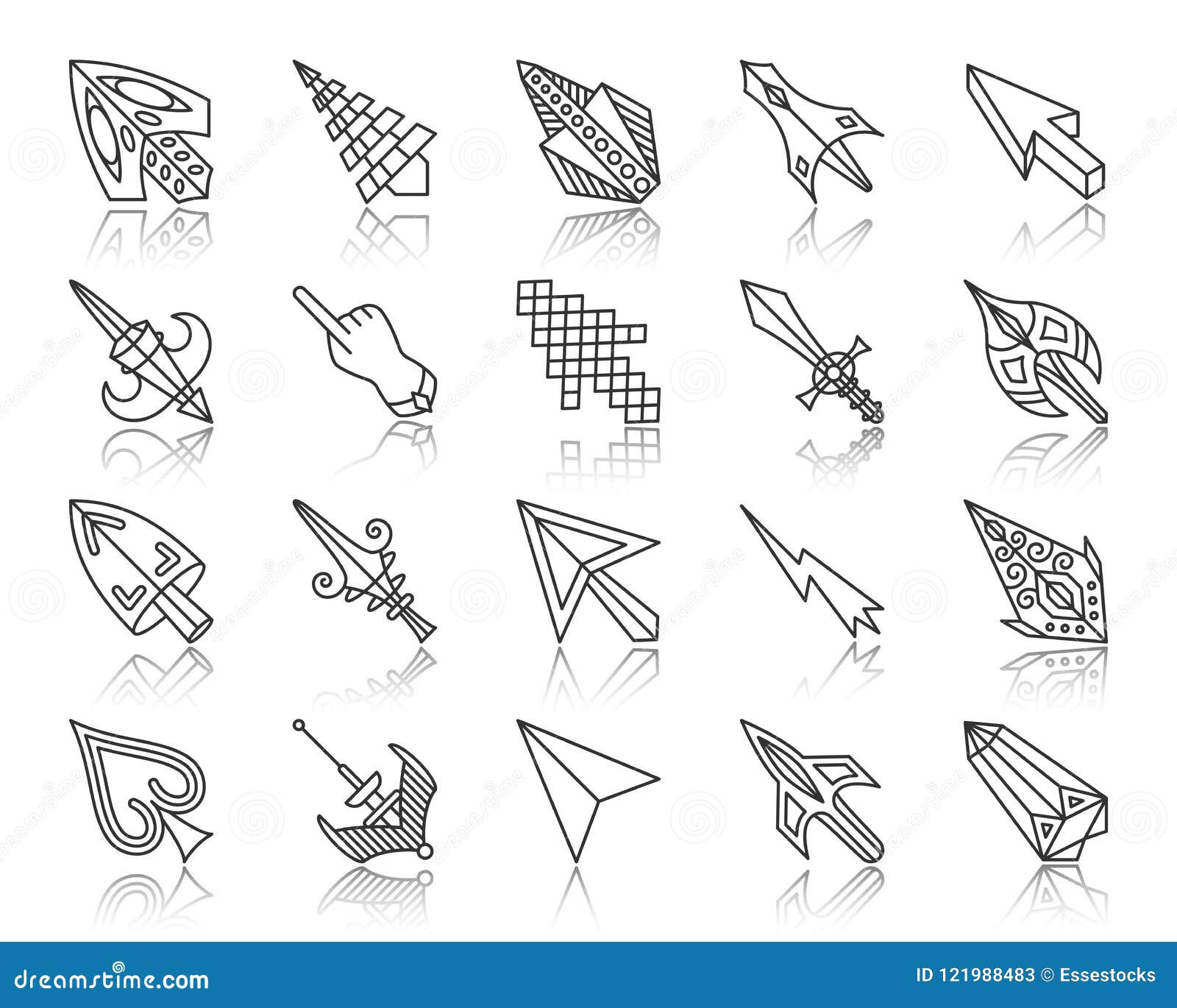Mouse Cursor Simple Black Line Icons Vector Set Stock Vector ... Mouse Cursor Simple Black Line Icons Vector Set Stock Vector ...