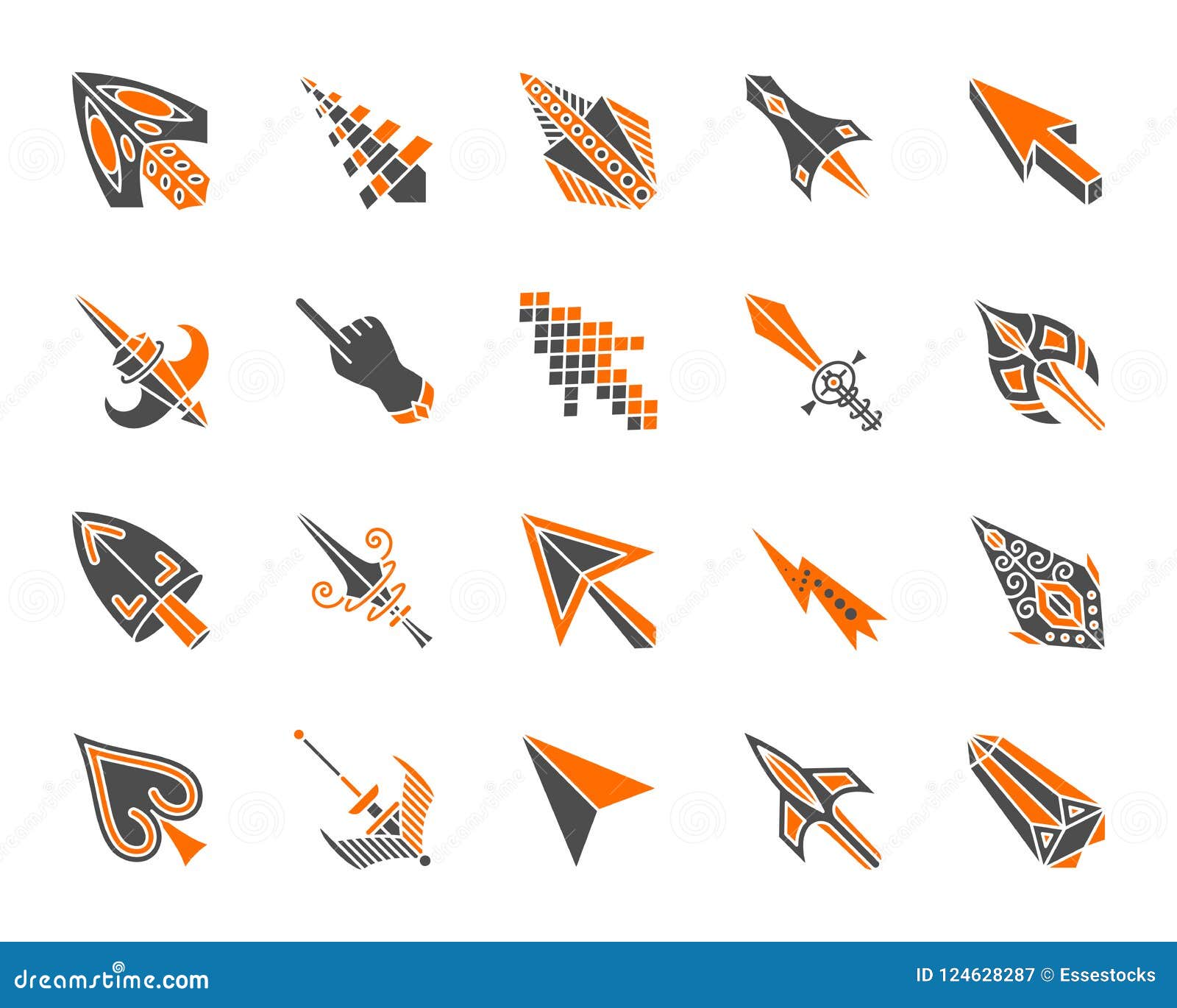 Mouse Cursor Simple Color Flat Icons Vector Set Stock Vector