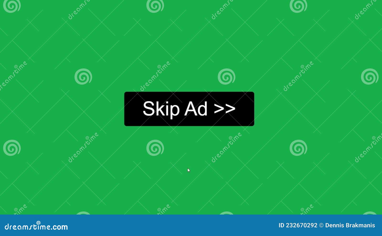 Mouse Cursor Slides Over and Clicks Skip Ad on Green Screen. Chroma Key ...