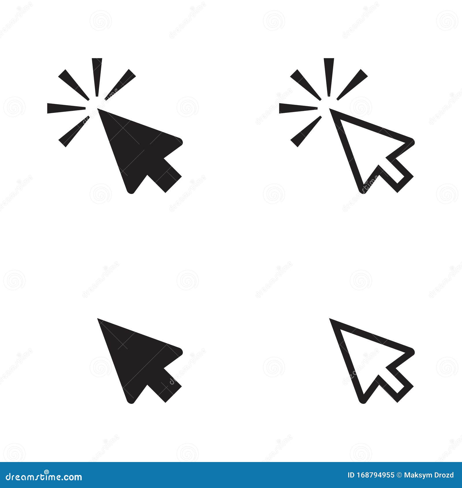Mouse Cursor Vector Icon, Clicking Cursor Pointer Icon Vector Stock ...