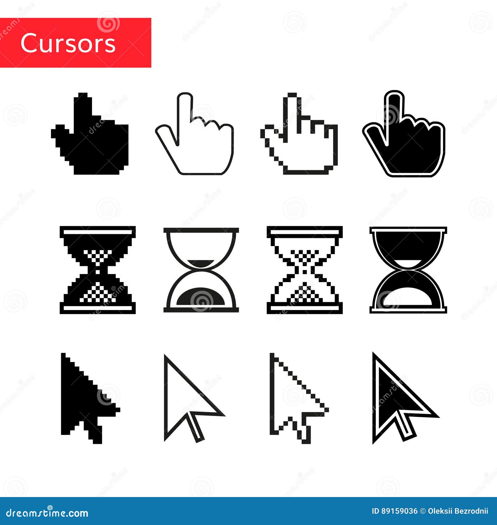Mouse Cursors Set. Pixel Cursors. Vector Illustration | CartoonDealer ...