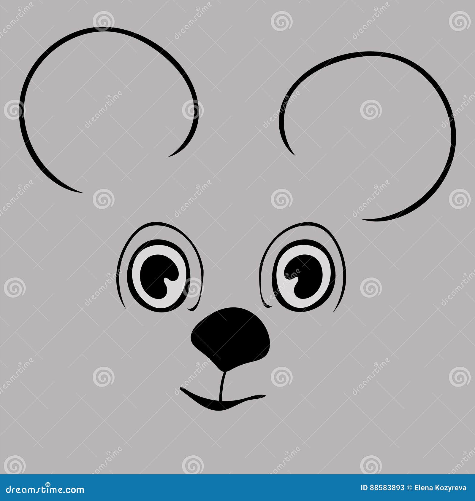Mouse Cute Funny Cartoon Head Stock Vector - Illustration of furry ...