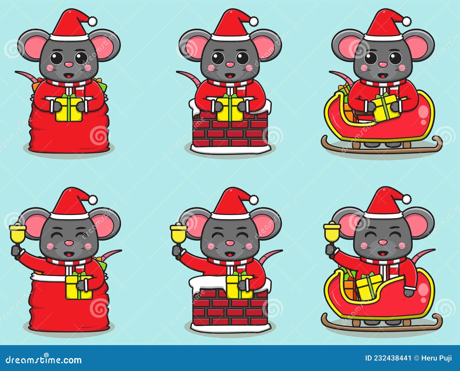 Cute Mouse Santa Claus Vector Illustration Stock Vector - Illustration ...