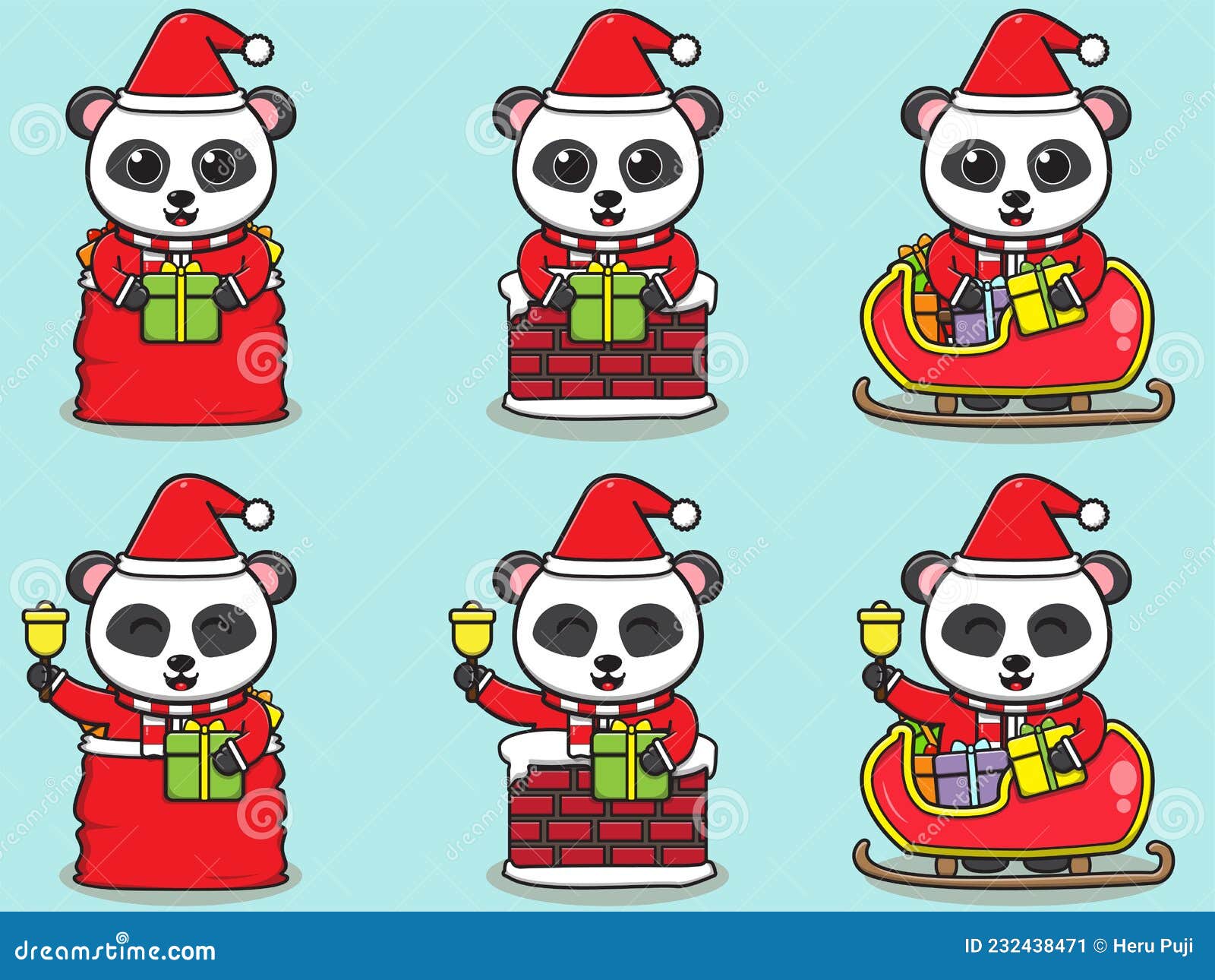 Panda In Santa Hat On A White Background Cartoon Vector | CartoonDealer ...