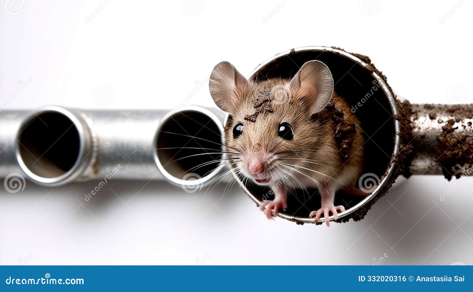 A mouse in a dirty pipe stock photo. Image of brown - 332020316
