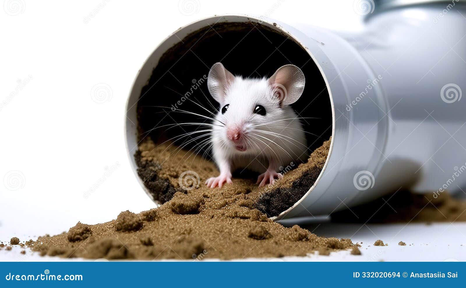 A mouse in a dirty pipe stock photo. Image of urban - 332020694