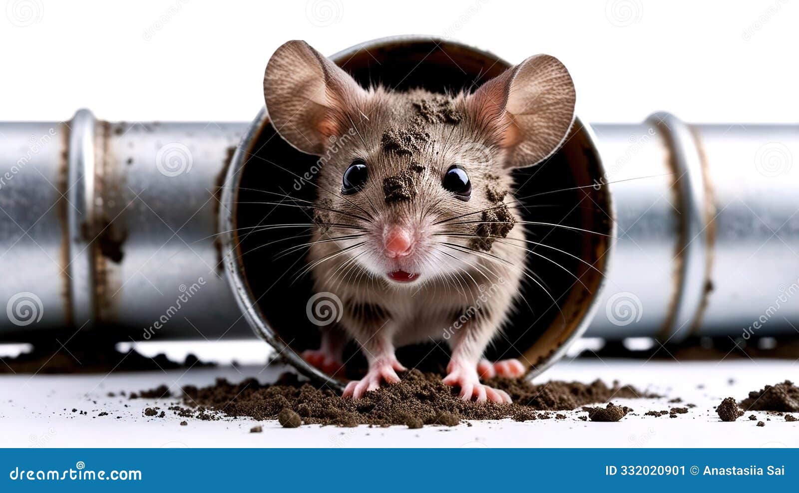 A mouse in a dirty pipe stock image. Image of wild, plague - 332020901