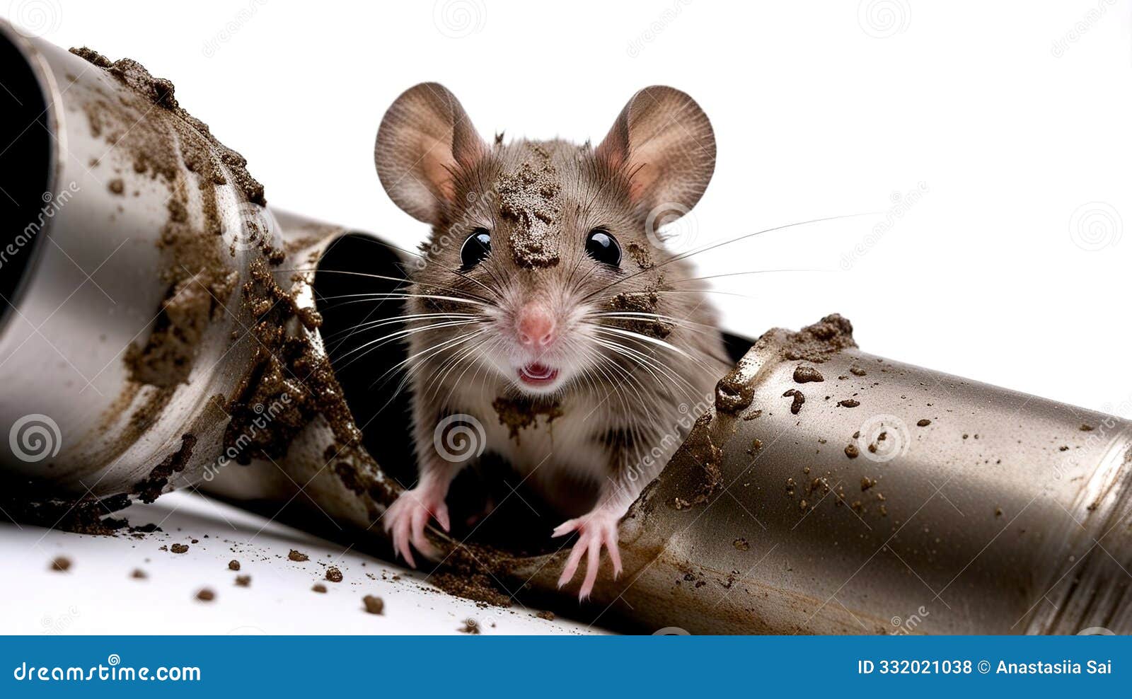 A mouse in a dirty pipe stock photo. Image of mice, pest - 332021038