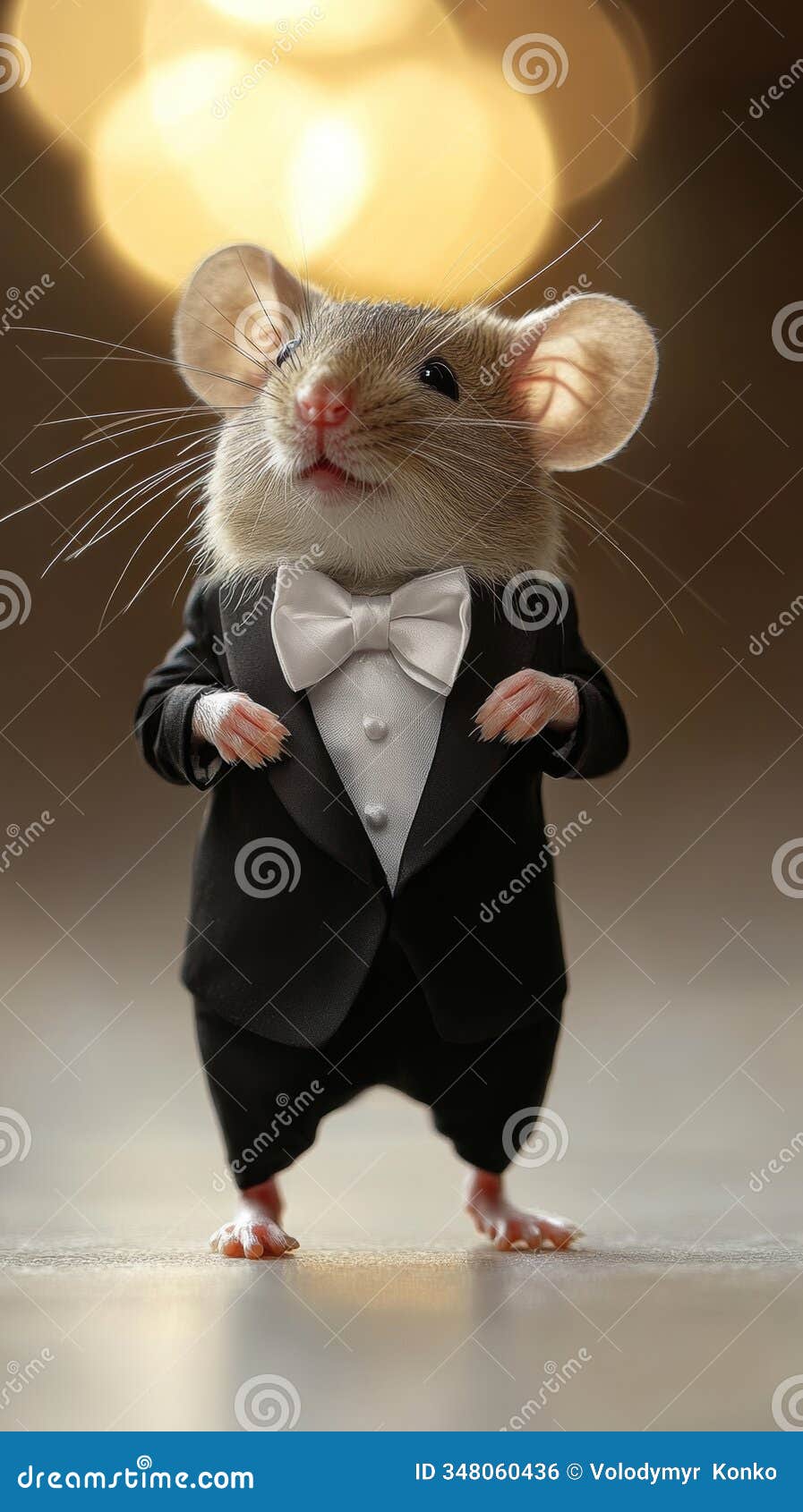 Mouse Dressed in Tuxedo with Bokeh Background Stock Photo - Image of ...