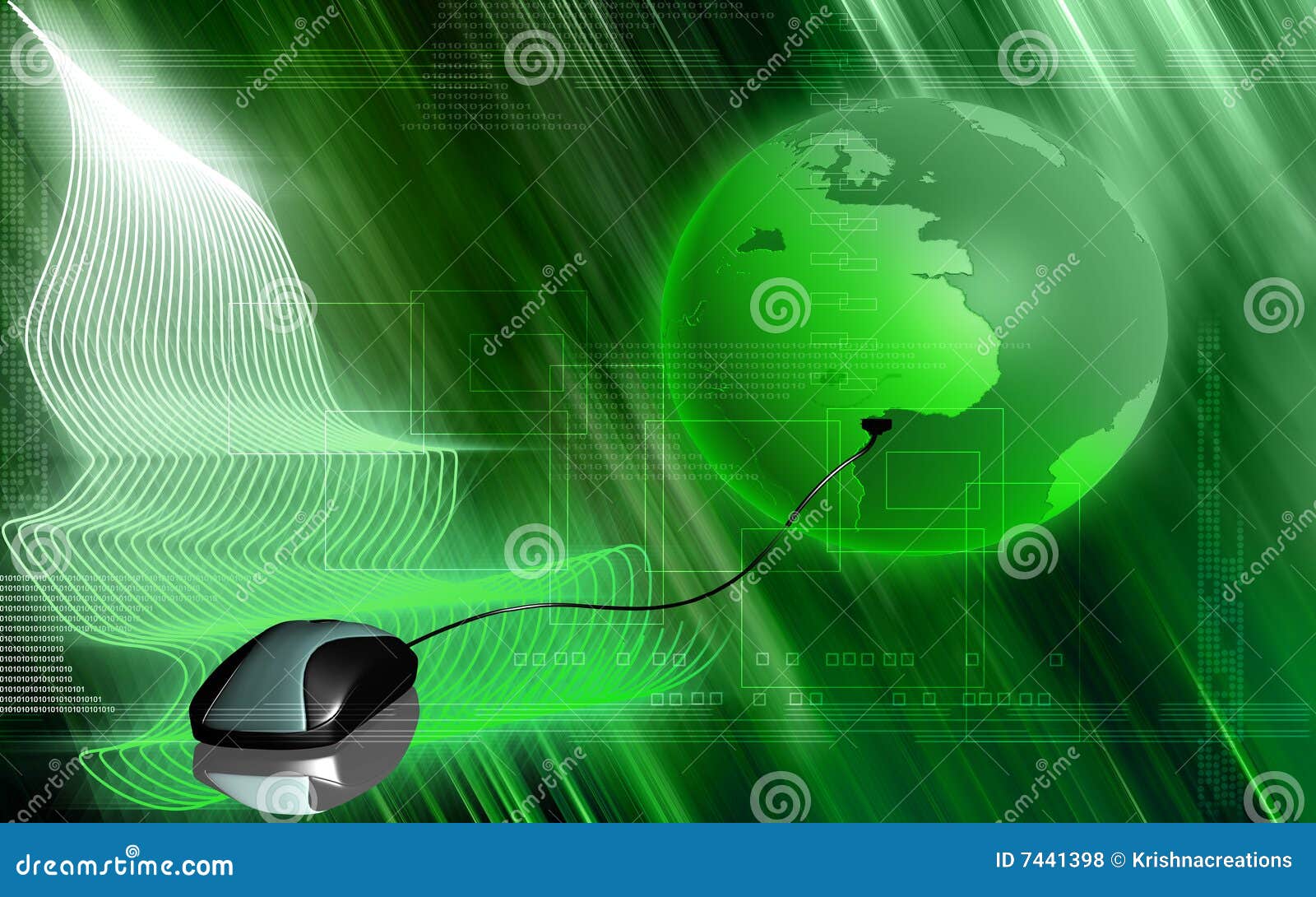 Mouse and earth stock illustration. Illustration of control - 7441398