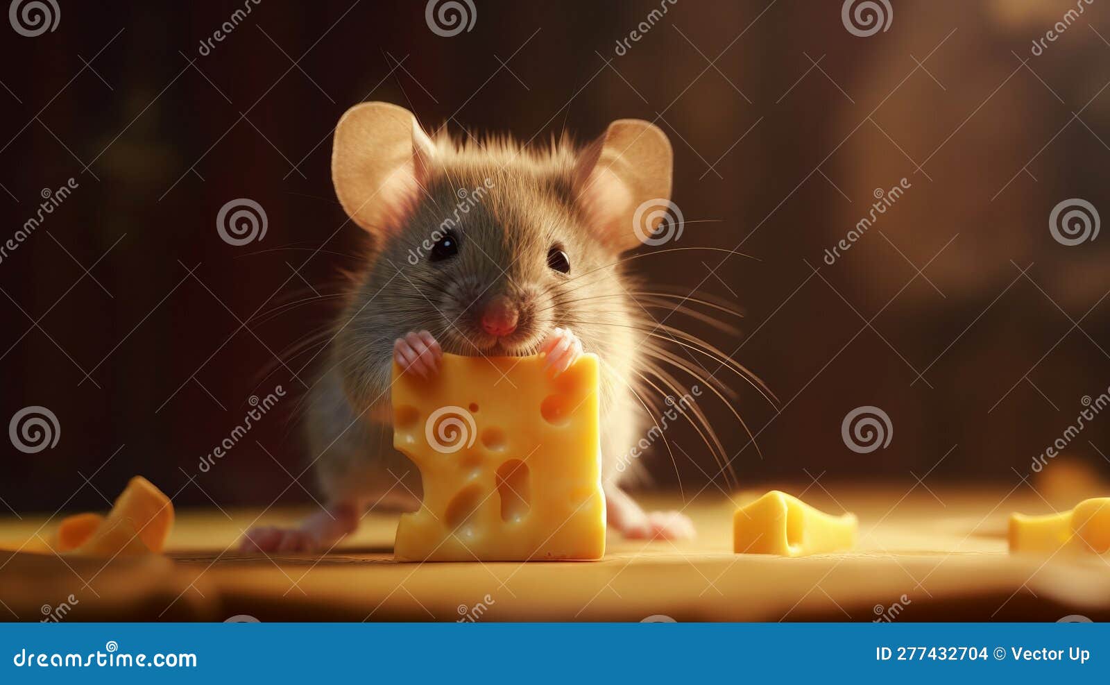 Mouse Eating Cheese. Generative AI Stock Illustration - Illustration of ...