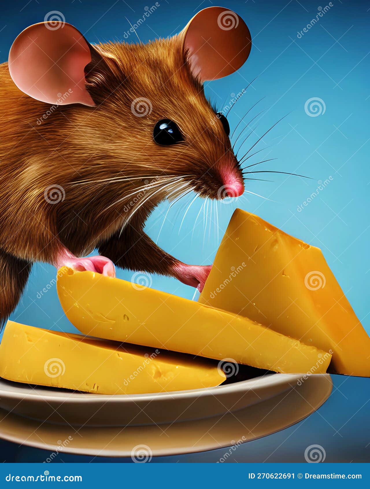 Mouse Eating Cheese from the Plate, Generative Ai Stock Illustration ...