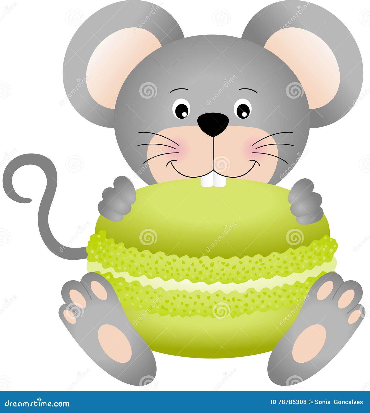 Mouse eating macaroon stock vector. Illustration of clip - 78785308