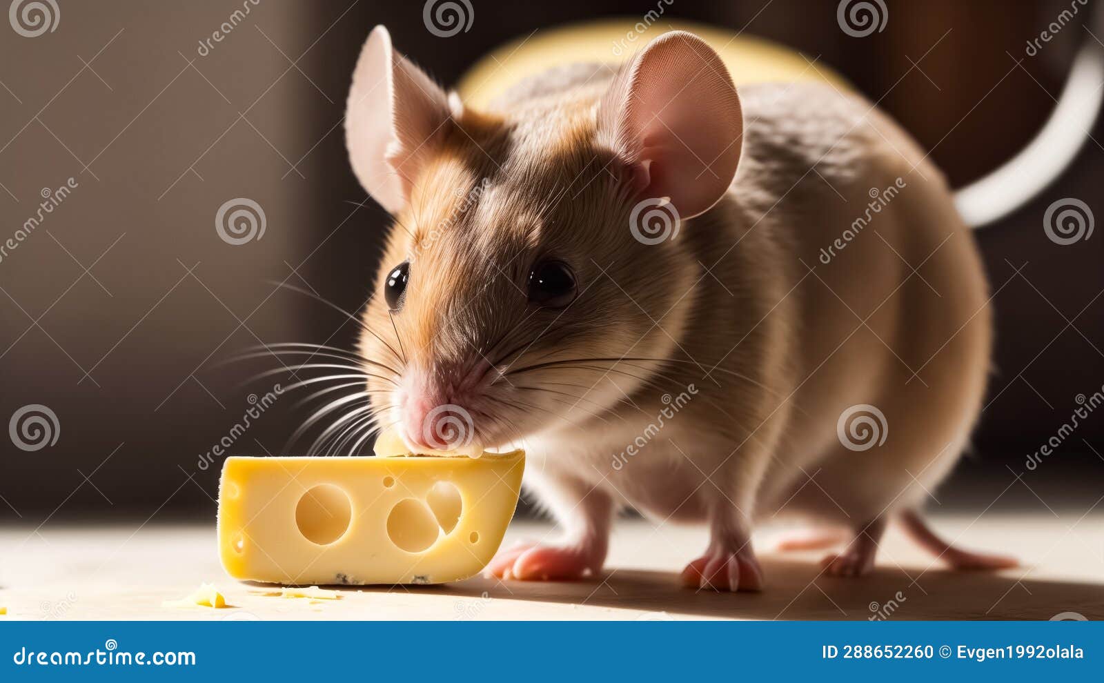 Mouse Eats Cheese Close-up. Generative AI Stock Illustration ...